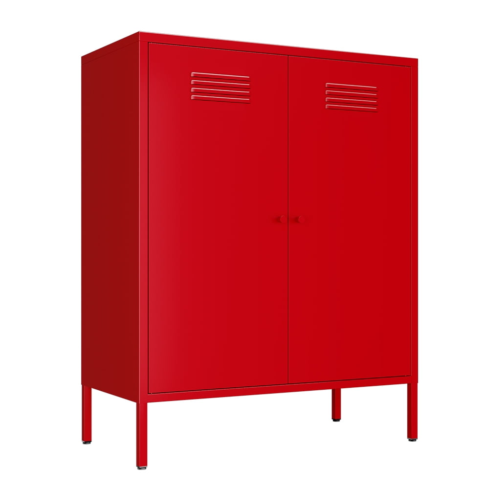 Fumedo Metal Locker Style Accent Storage Cabinet with Doors and Shelves ...