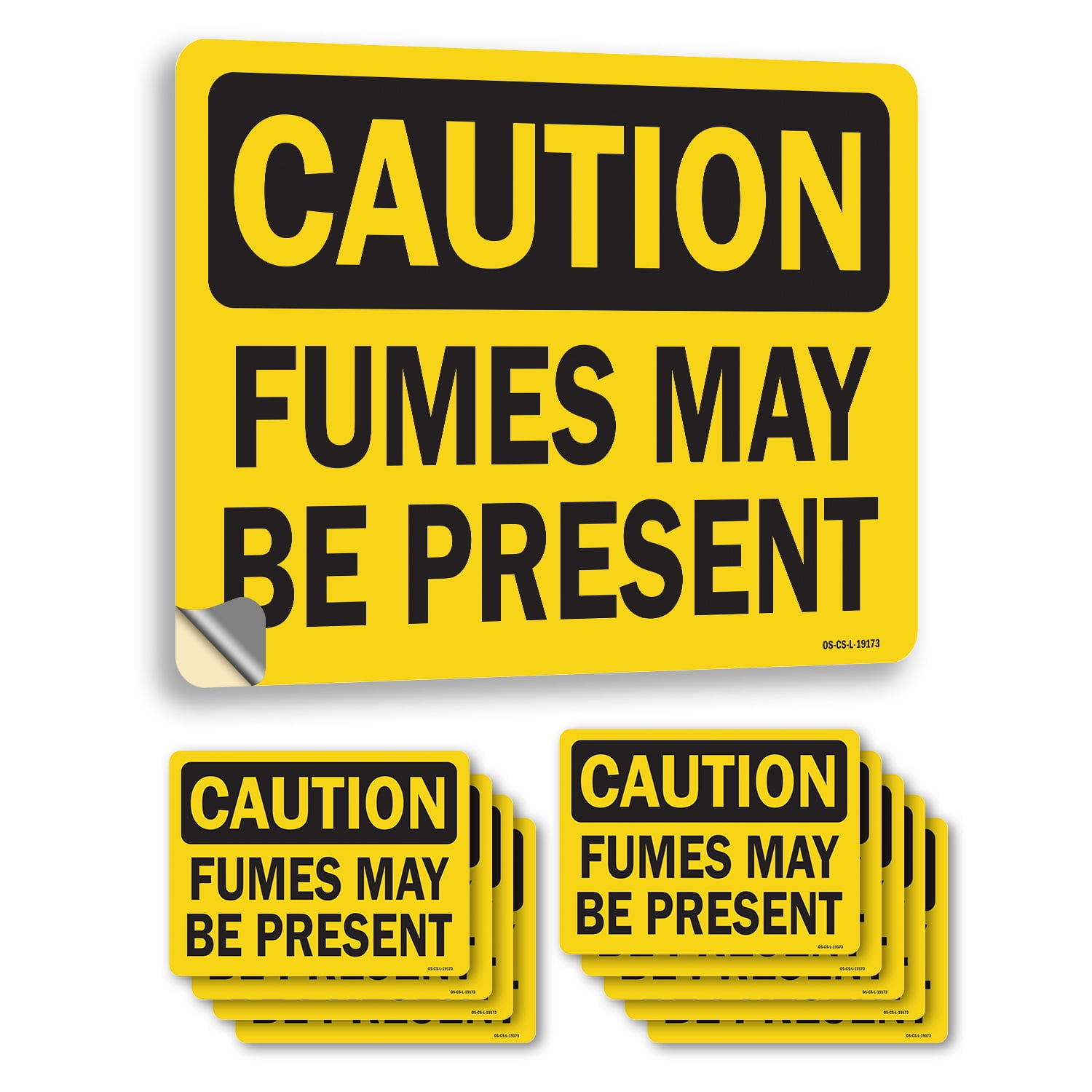 Fumes May Be Present OSHA Caution Vinyl Decal Label 18 Inch x 12 Inch ...