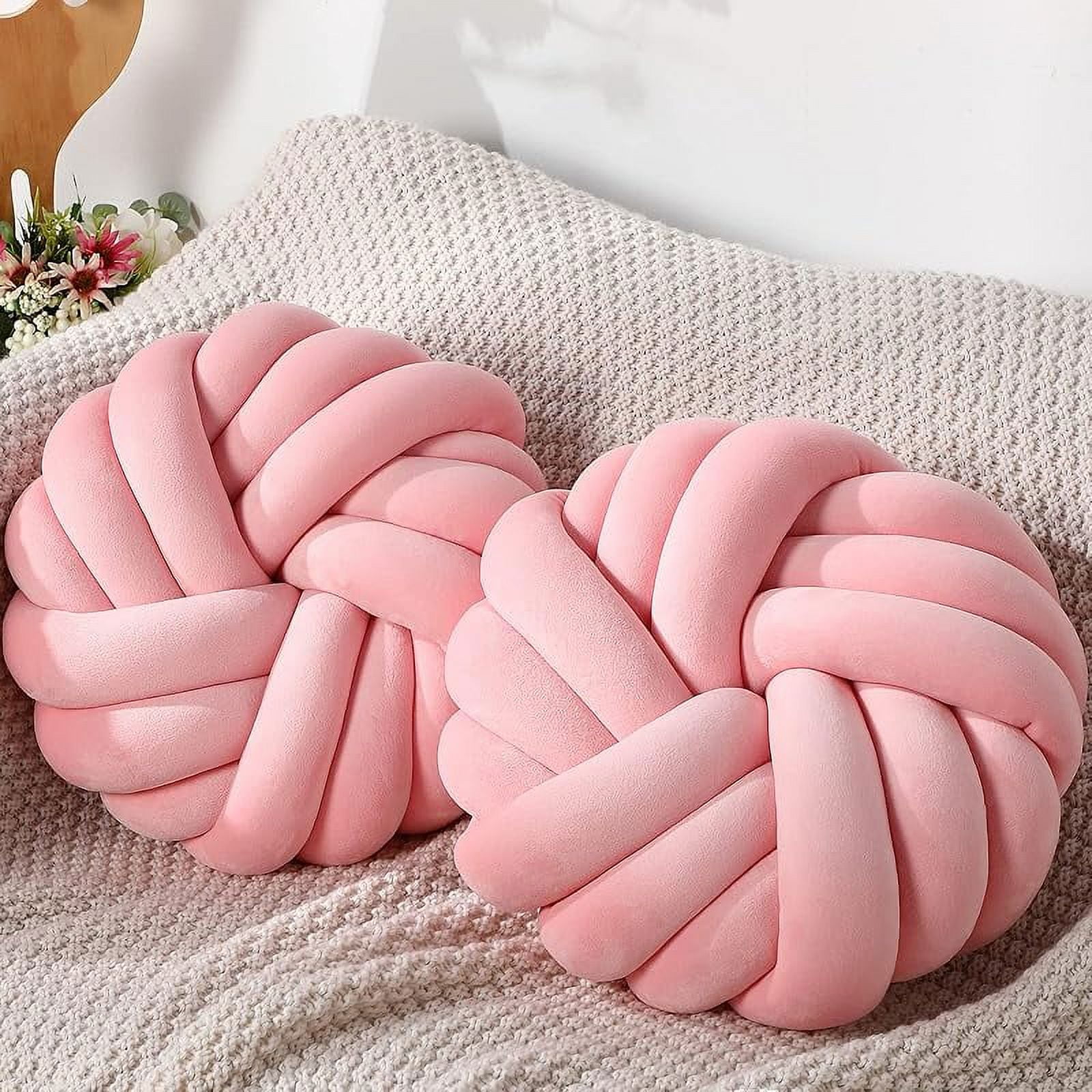 Fumete 2 Pcs Decorative Pillows 14 x 14 Inch Throw Knot Pillow for ...