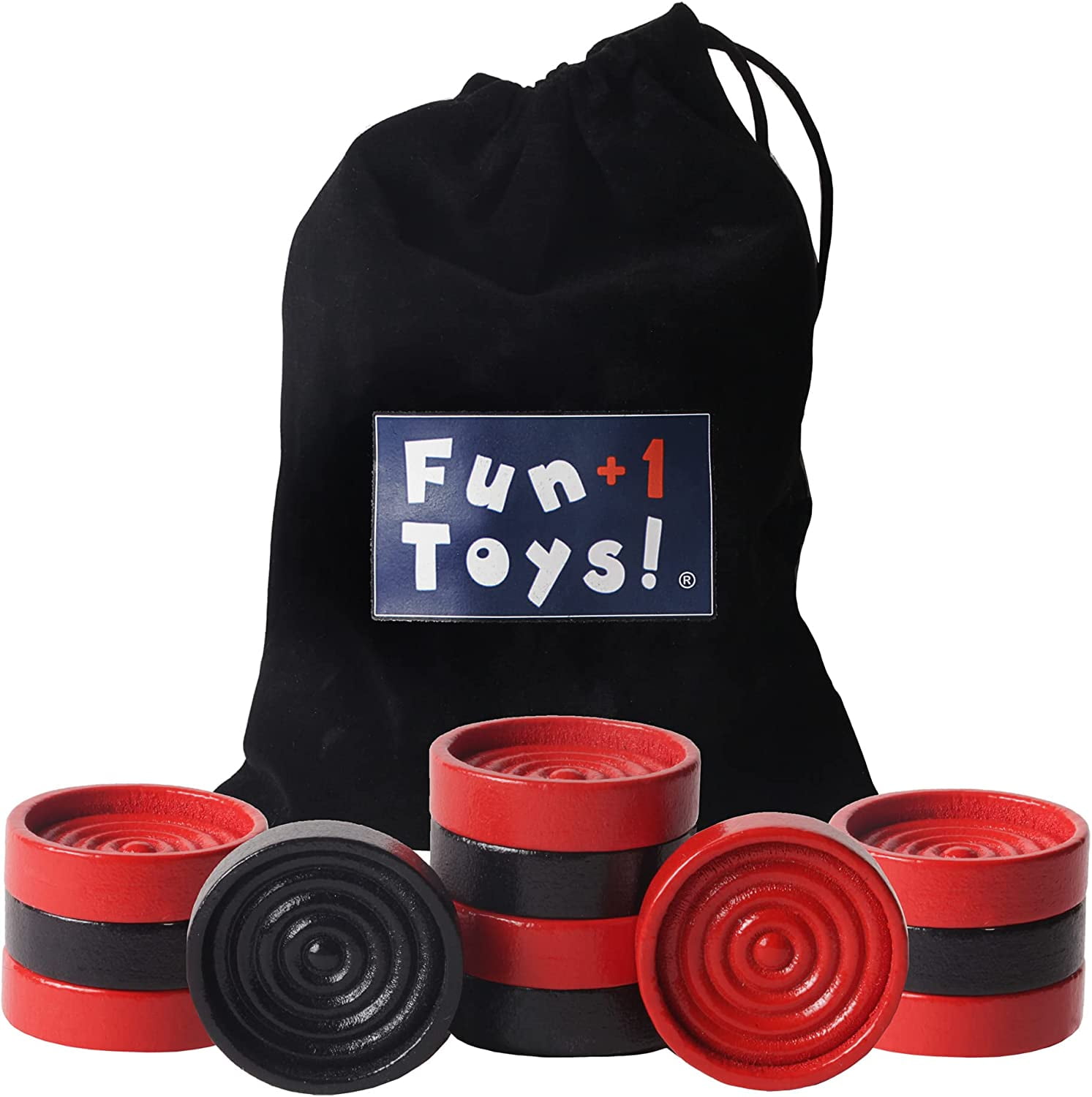 Fun+1 Toys! 26 Red and Black Checkers Pieces Only - 1.25 inch Wooden ...