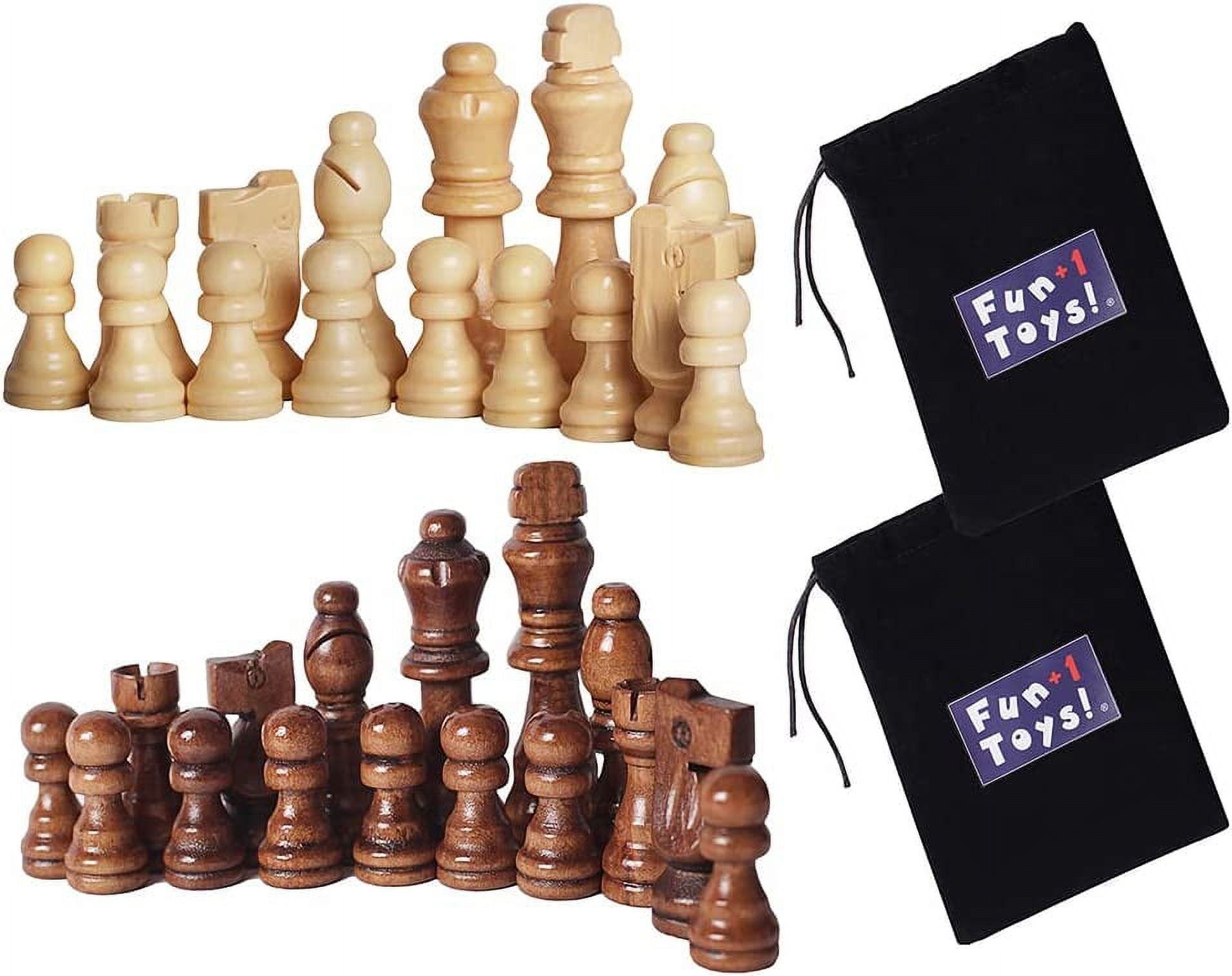Fun+1 Toys! Staunton Style Wooden Chess Pieces with Storage Bags for ...