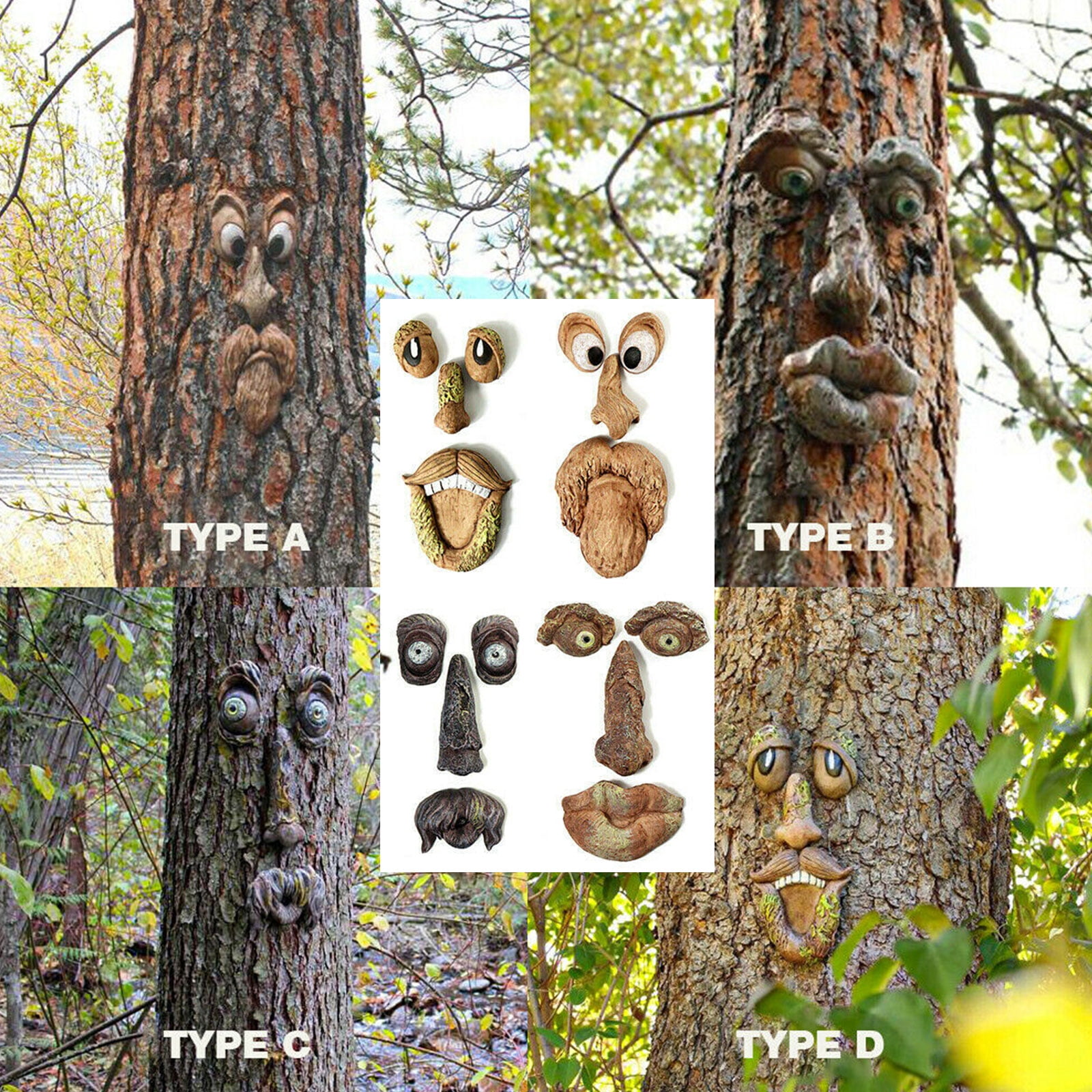 MUTOCAR 3D Tree Face Decor, Resin Old Man Tree Sculpture, Garden Peeker ...