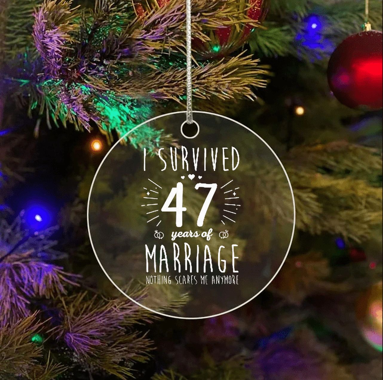 Fun 47th Wedding Anniversary 47 Years Married Husband & Wife Ornament ...