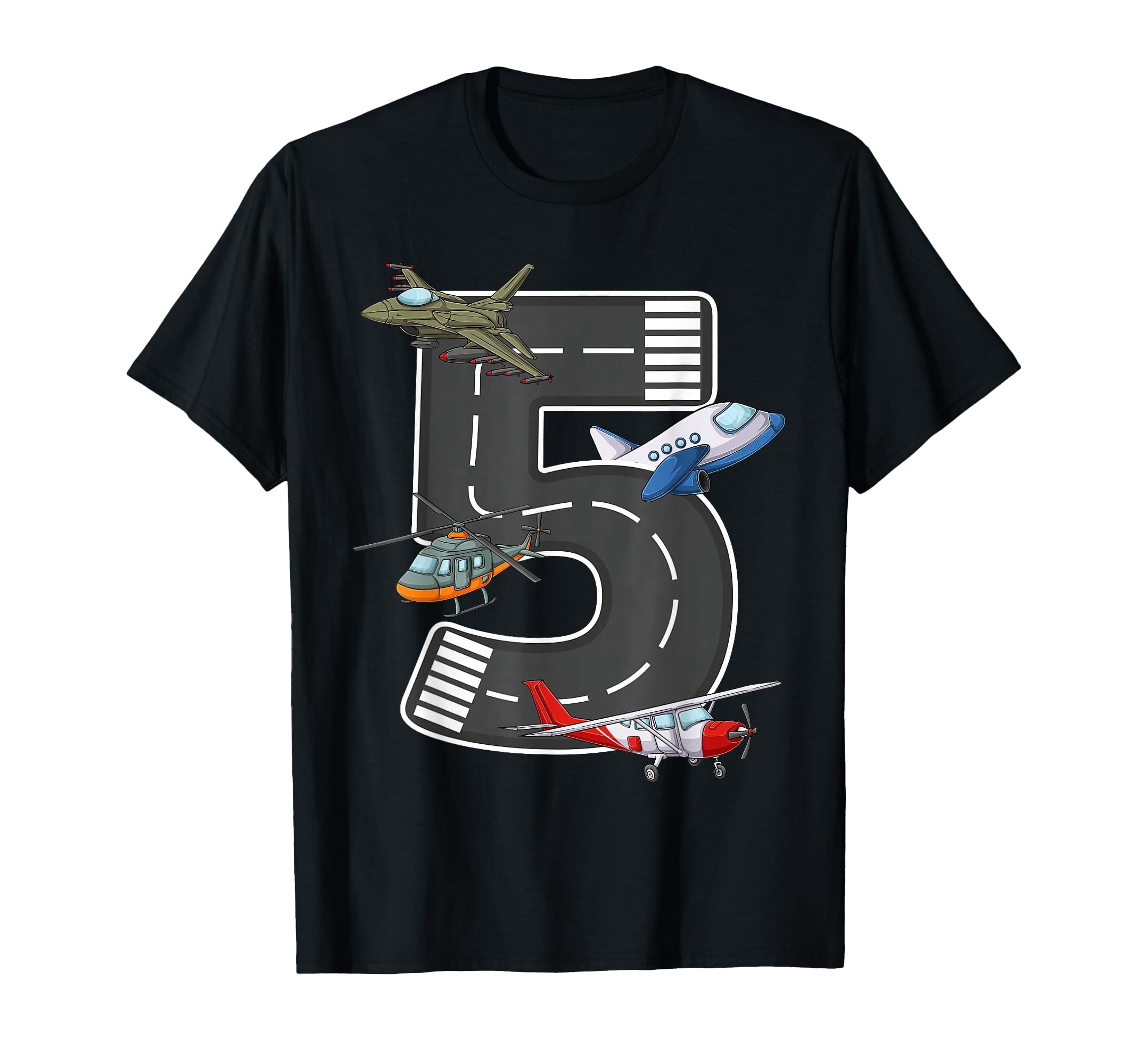 Fun Airplane Design 5th Birthday T-Shirt for Little Pilots Celebrating ...