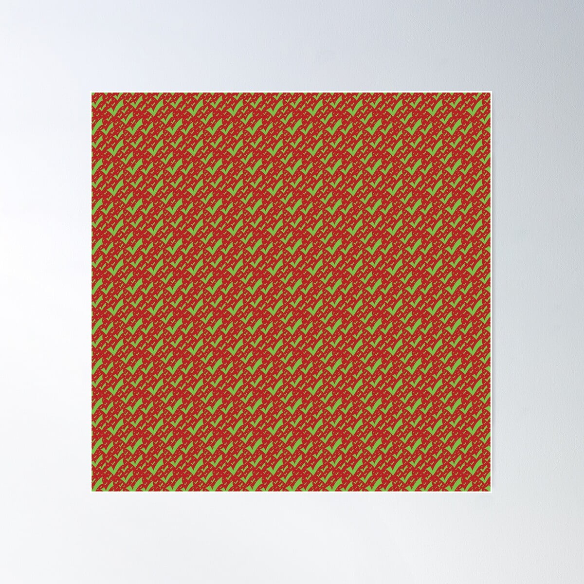 Fun And Funky Green Ticks On Red Background Seamless Repeat Pattern ...