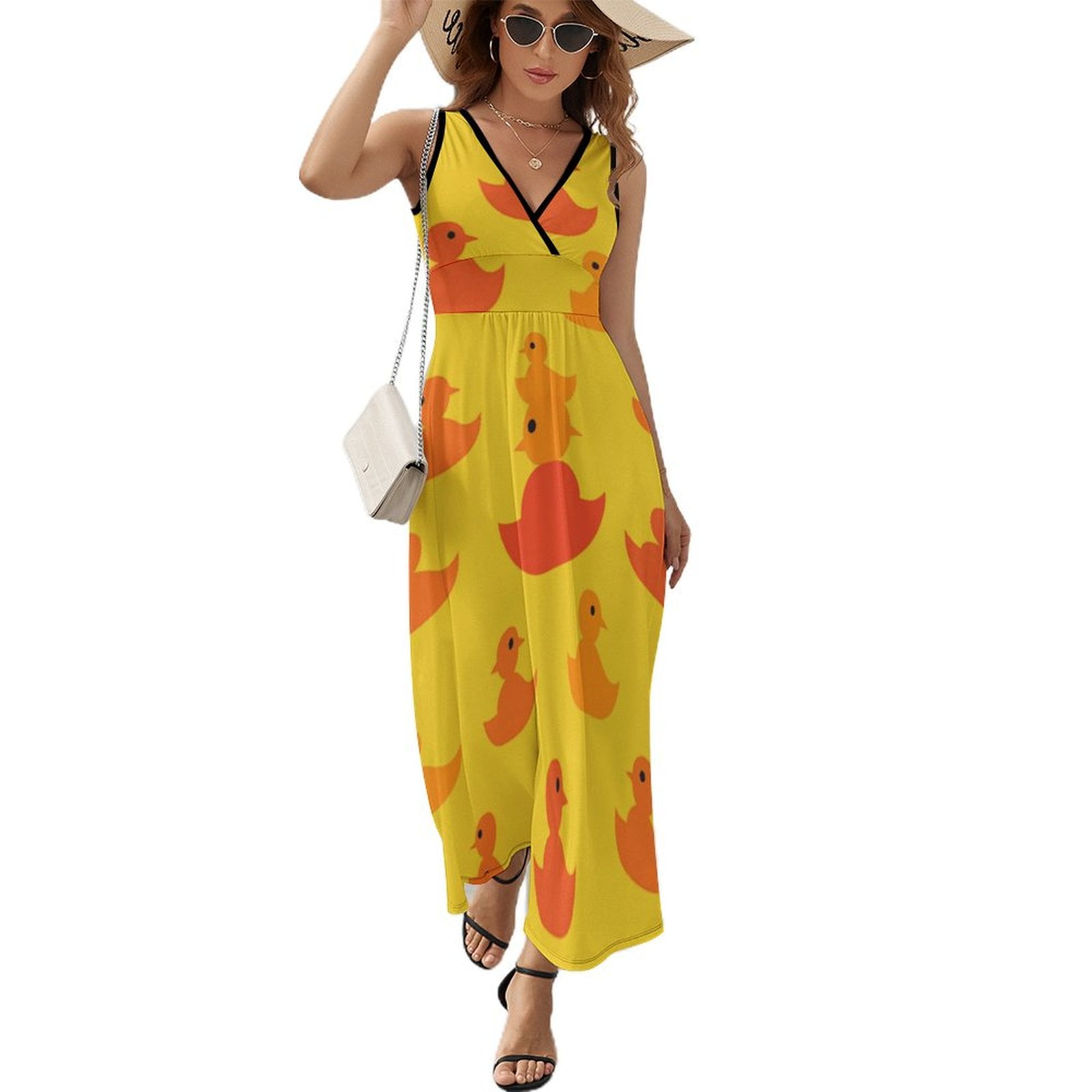 Fun And Playful Duck Art Sleeveless Dress Women's Summer Suit Dresses ...