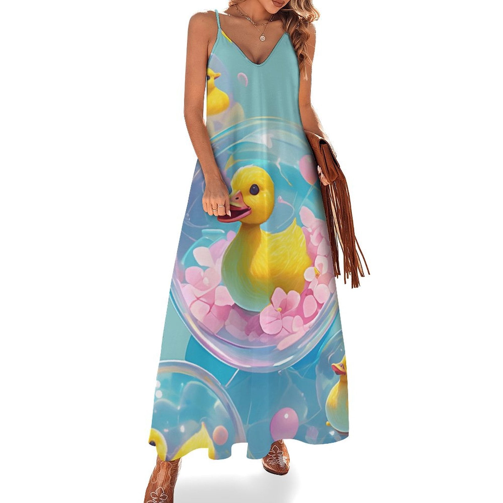 Fun And Playful Duck Fine Art Sleeveless Dress Summer Dress Woman 2025 ...