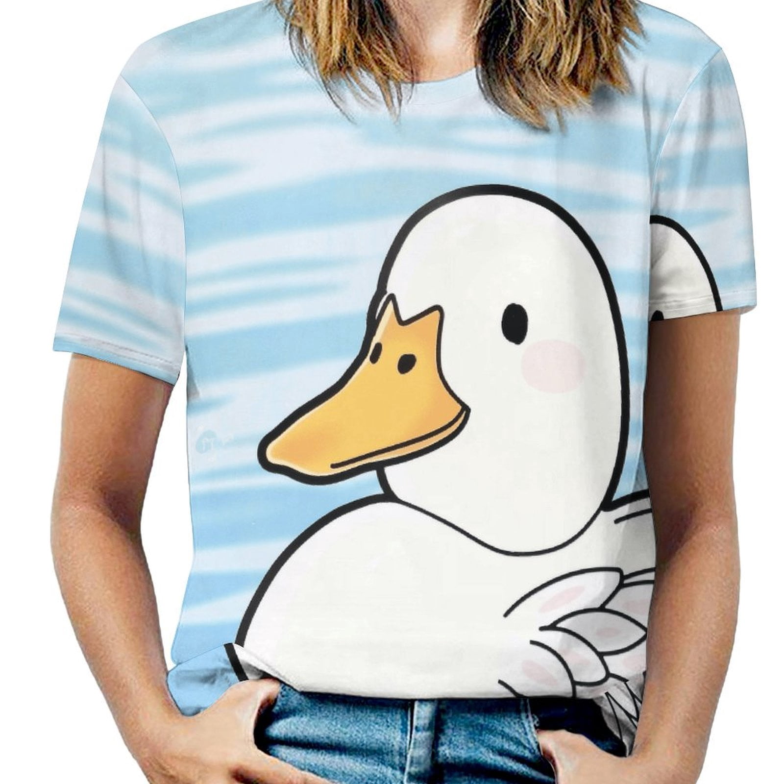 Fun And Playful Duck Women's Short Sleeve Tops Casual Blouses T Shirt ...