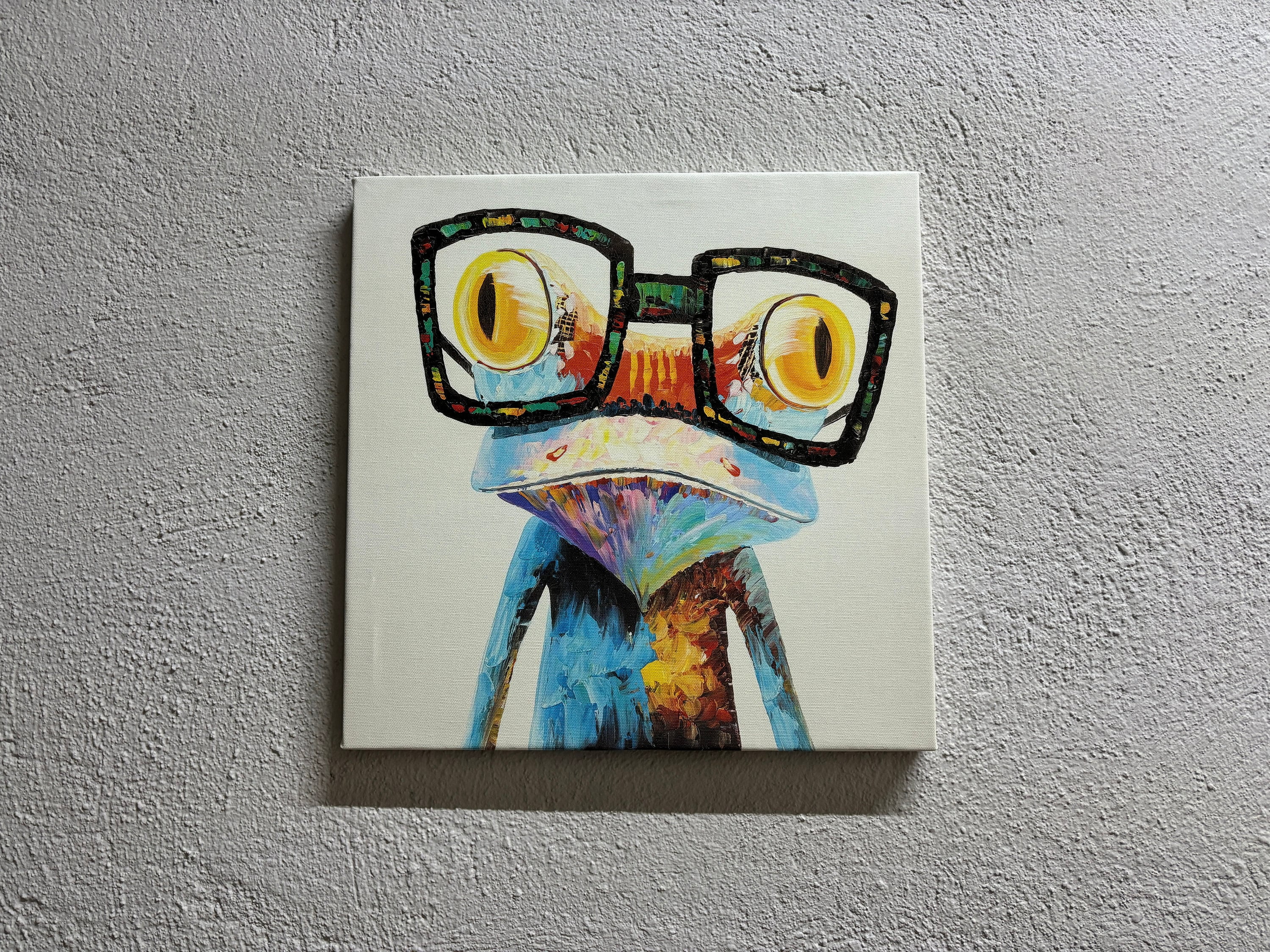 Fun Animals Poster, Animal Canvas, Rainbow Frog With Glasses Wall Art ...