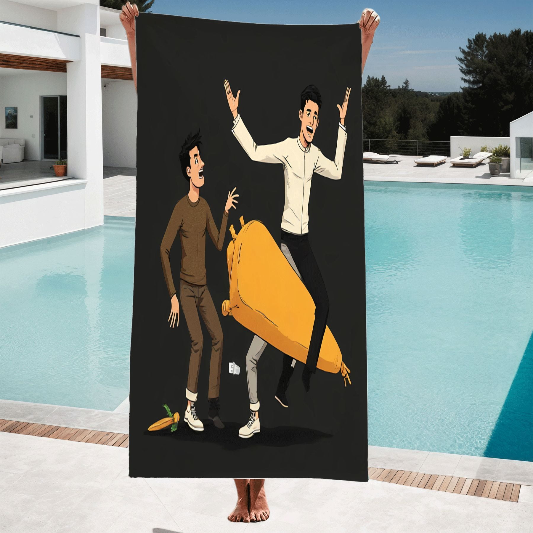 Fun Animated Characters Beach Towel - Playful & Joyful Jumping Design ...