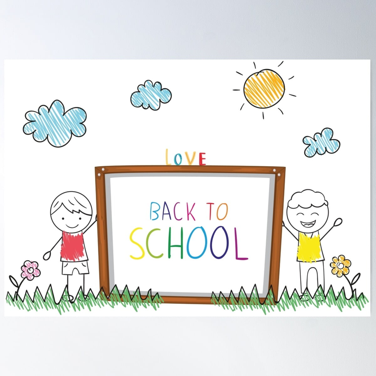 Fun Back To School T-Shirt With Sign And Kids Poster Wall Art, Modern ...