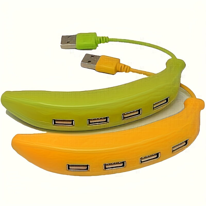 Fun Banana 4-Port USB 2.0 Hub with Green & Yellow Shell, Compact ...