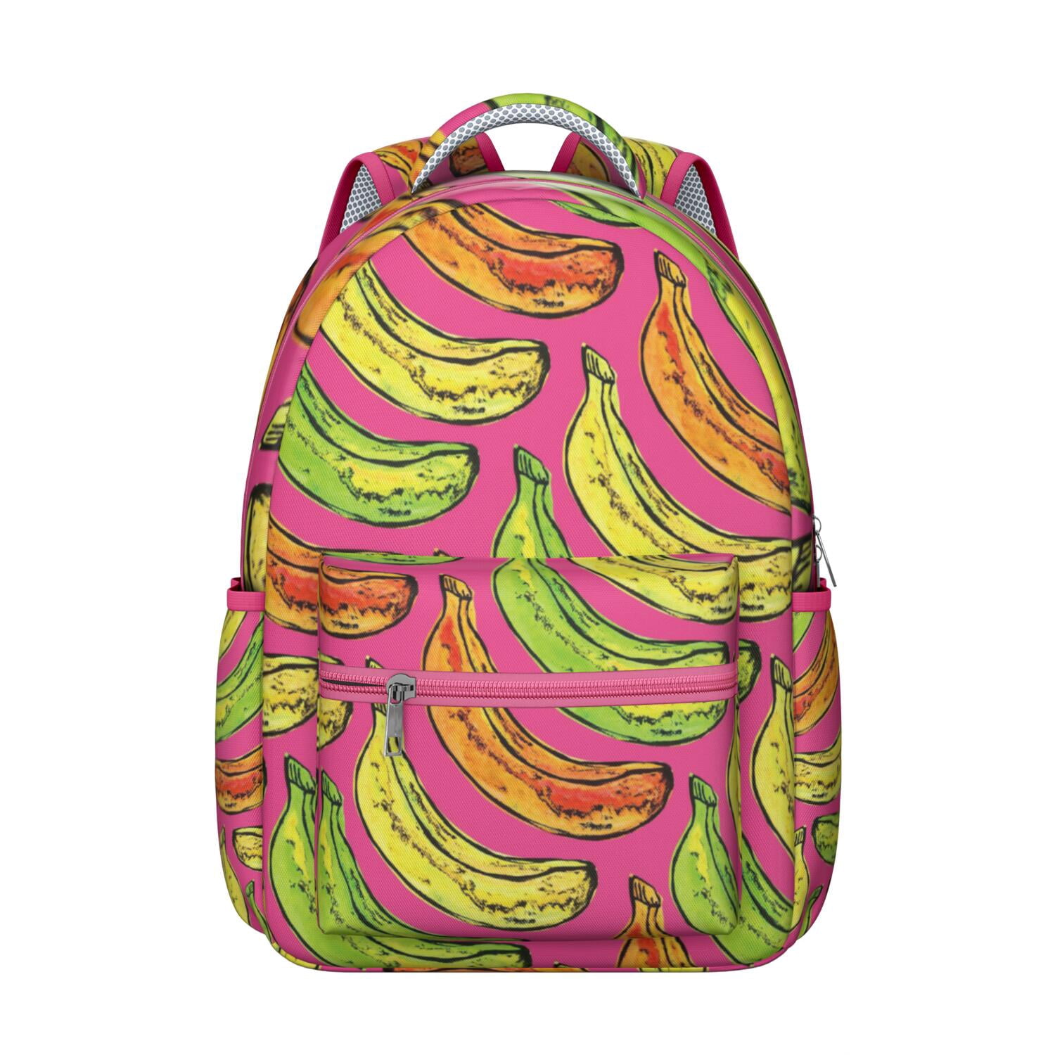 Fun Banana Print Backpack - Perfect for School, Work & Travel, Large ...