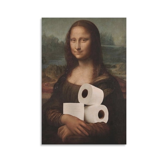 Fun Bathroom Wall Decor Art - Humorous Mona Lisa Toilet Paper Classic ...
