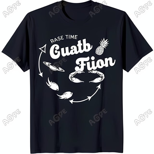 Fun Beachy Black T-Shirt with 'Rase Guath Fion' Text & Graphics: Crab ...