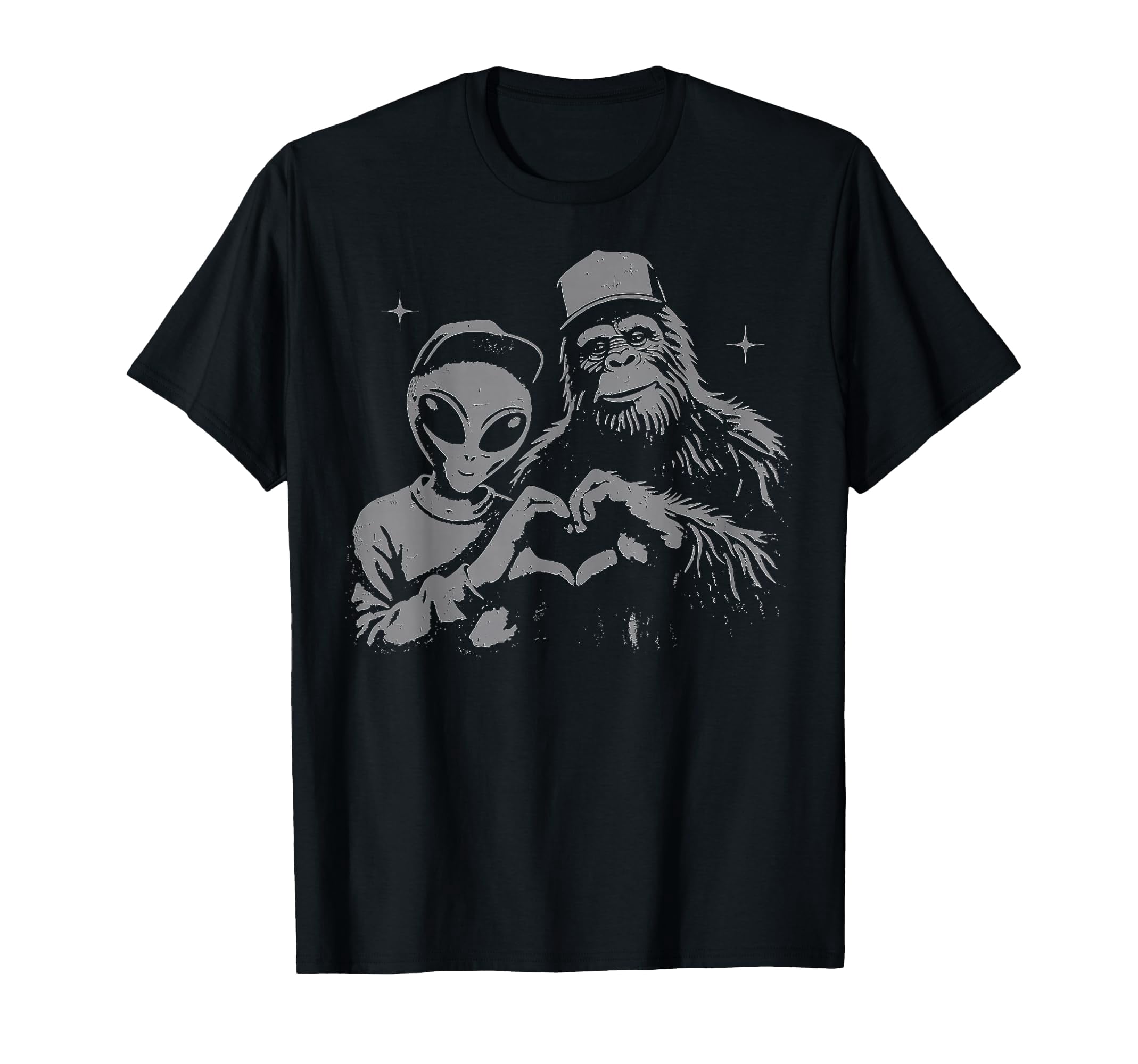 Fun Bigfoot Alien Sasquatch Love Hand Sign T-Shirt for Unique Style and ...