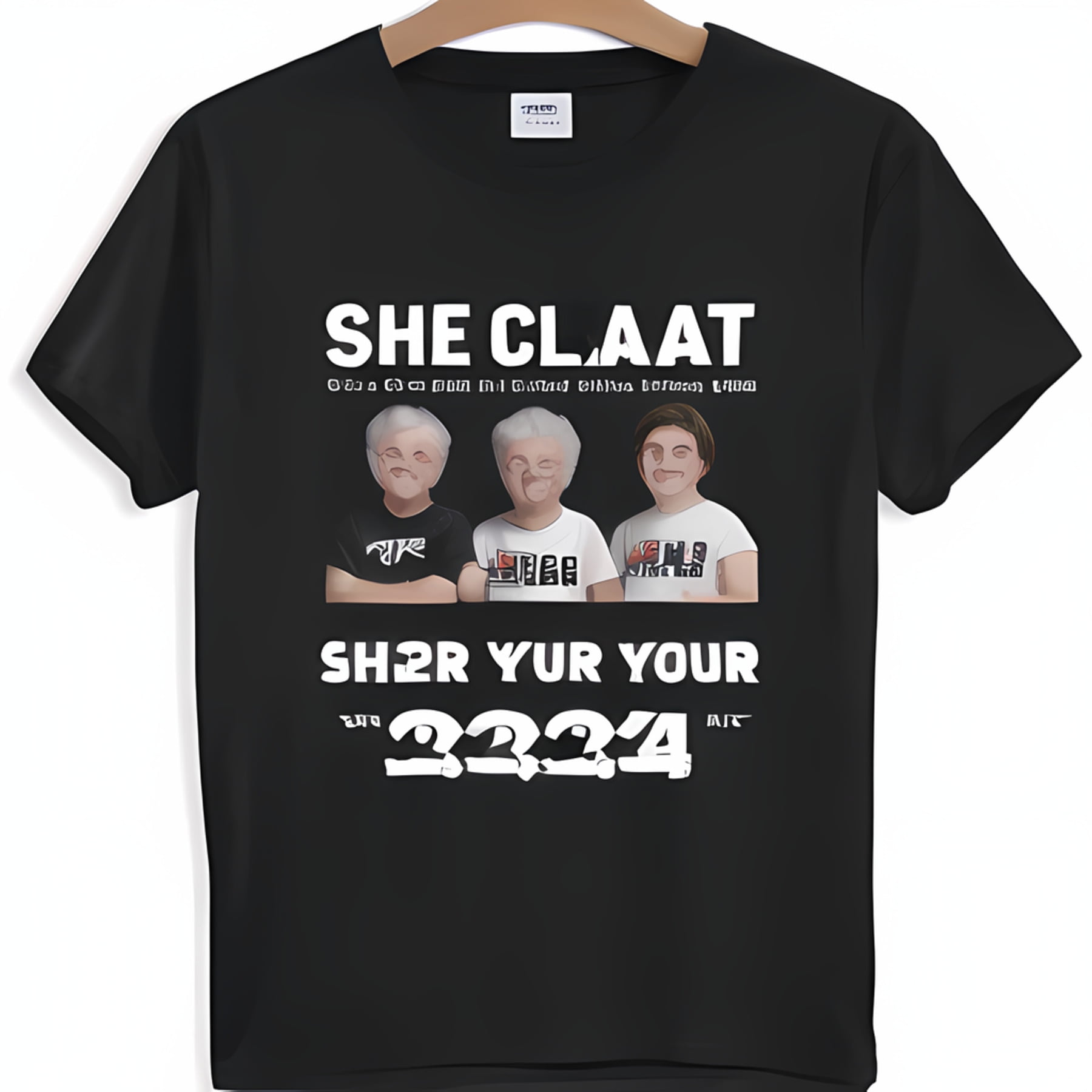 Fun Birthday Party Black T-Shirt SHE FOOT CLAAT Design Elderly Women ...