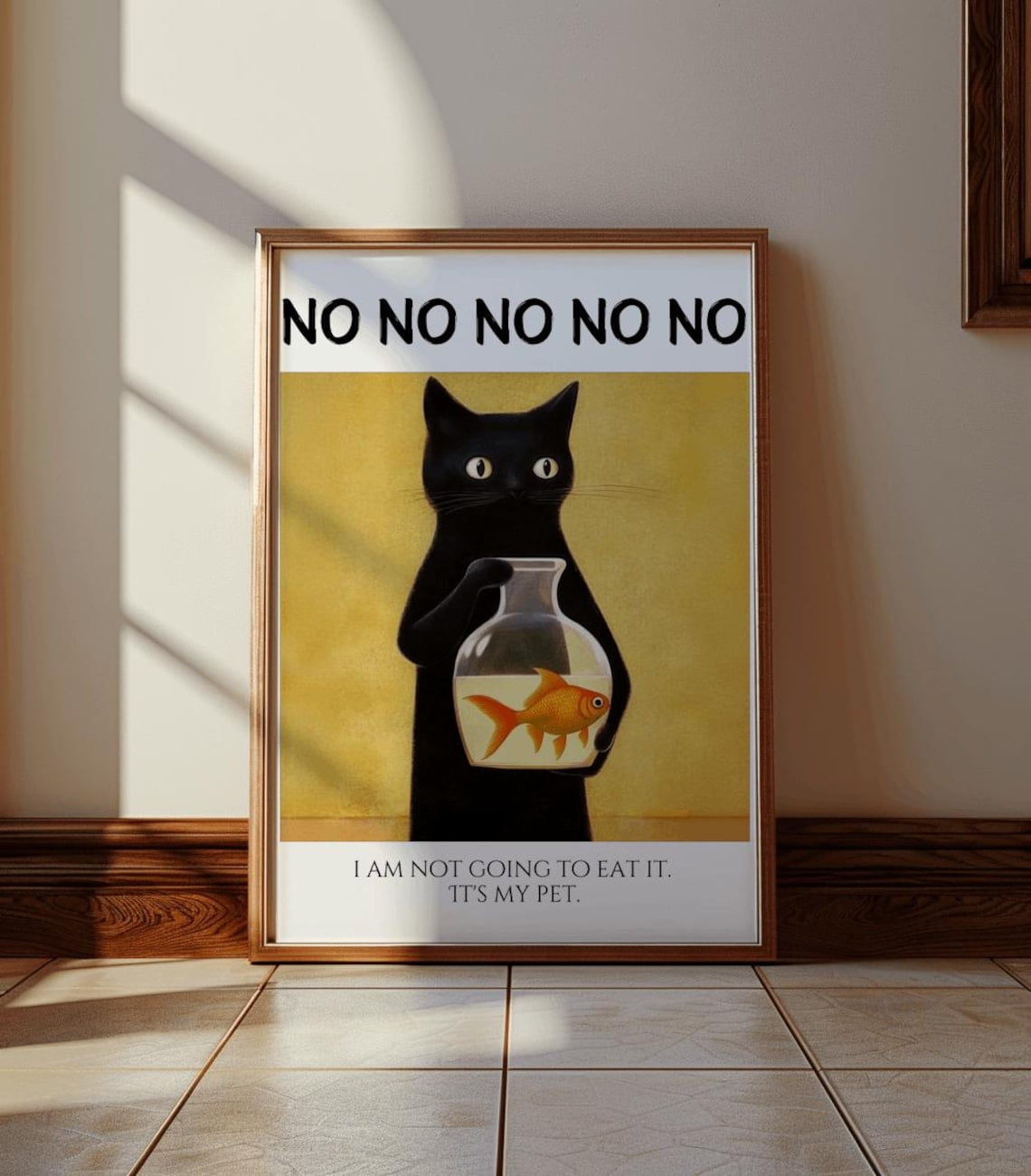 Fun Black Cat Poster, Cute Cat Poster, Cute Kitten No No No Wall Art ...