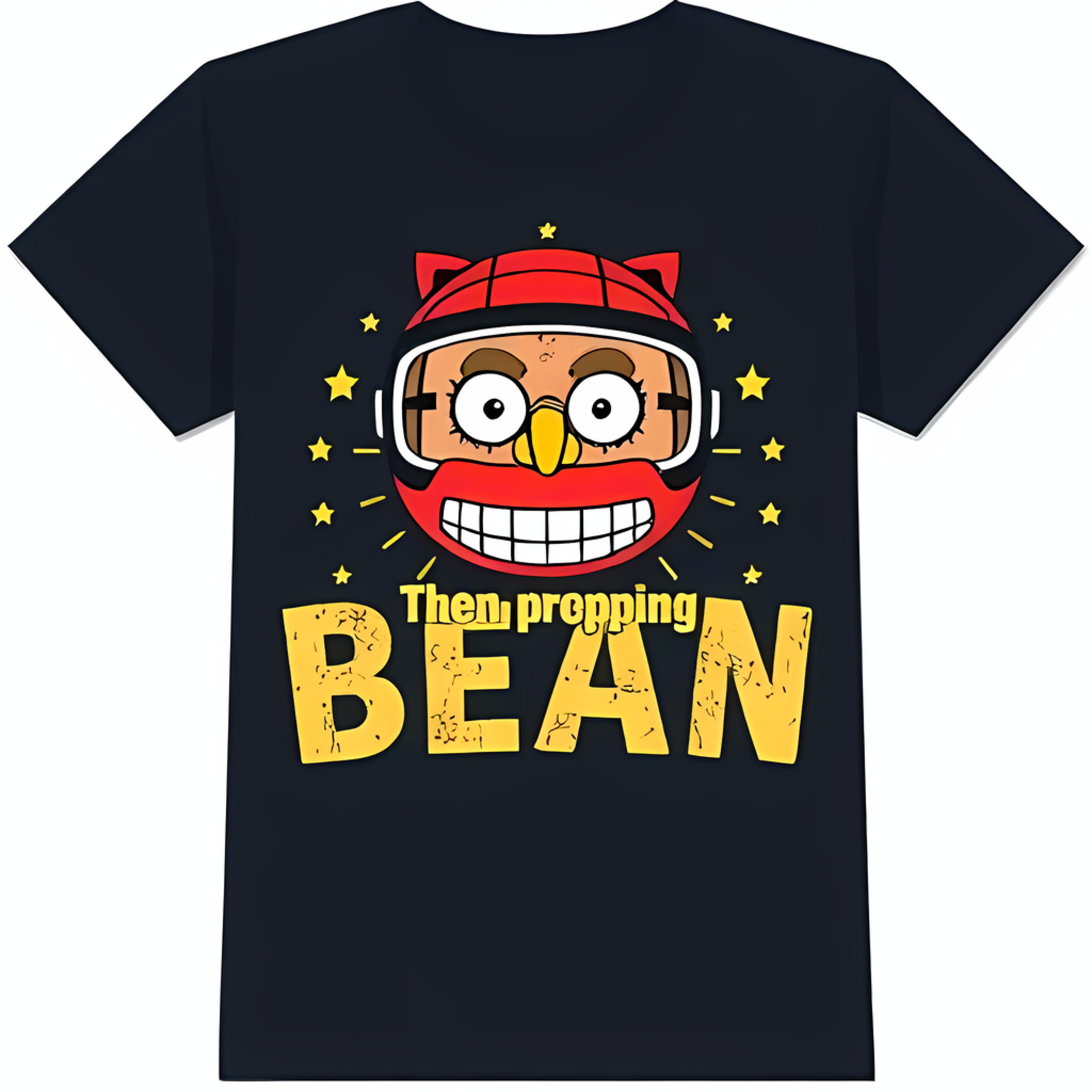 Fun Black T-Shirt with Cartoon Character in Red & 'Then Propping ...