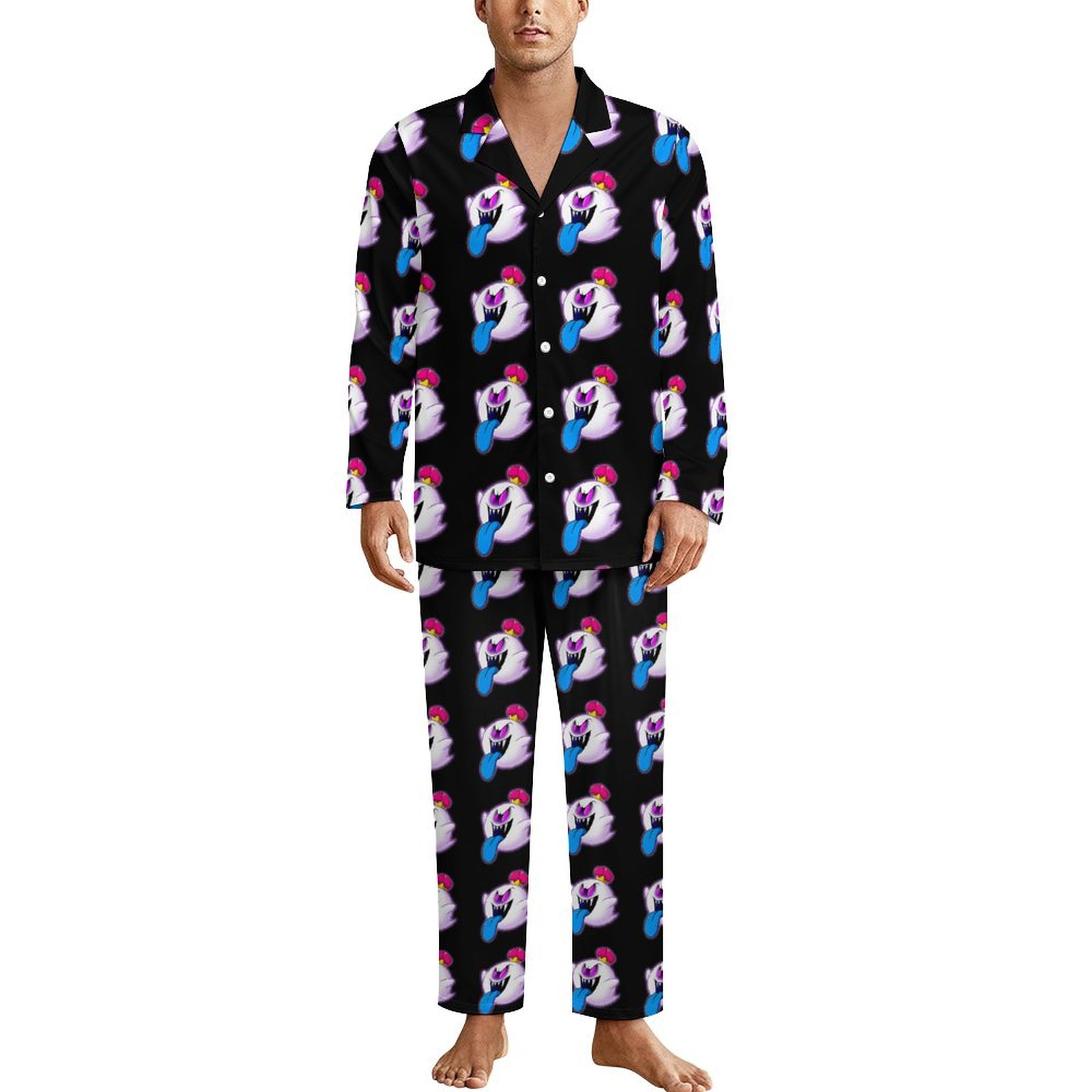 Fun Boo Luigi's Mansion Long Sleeved Pajama Set for Men Sleepwear Sets ...