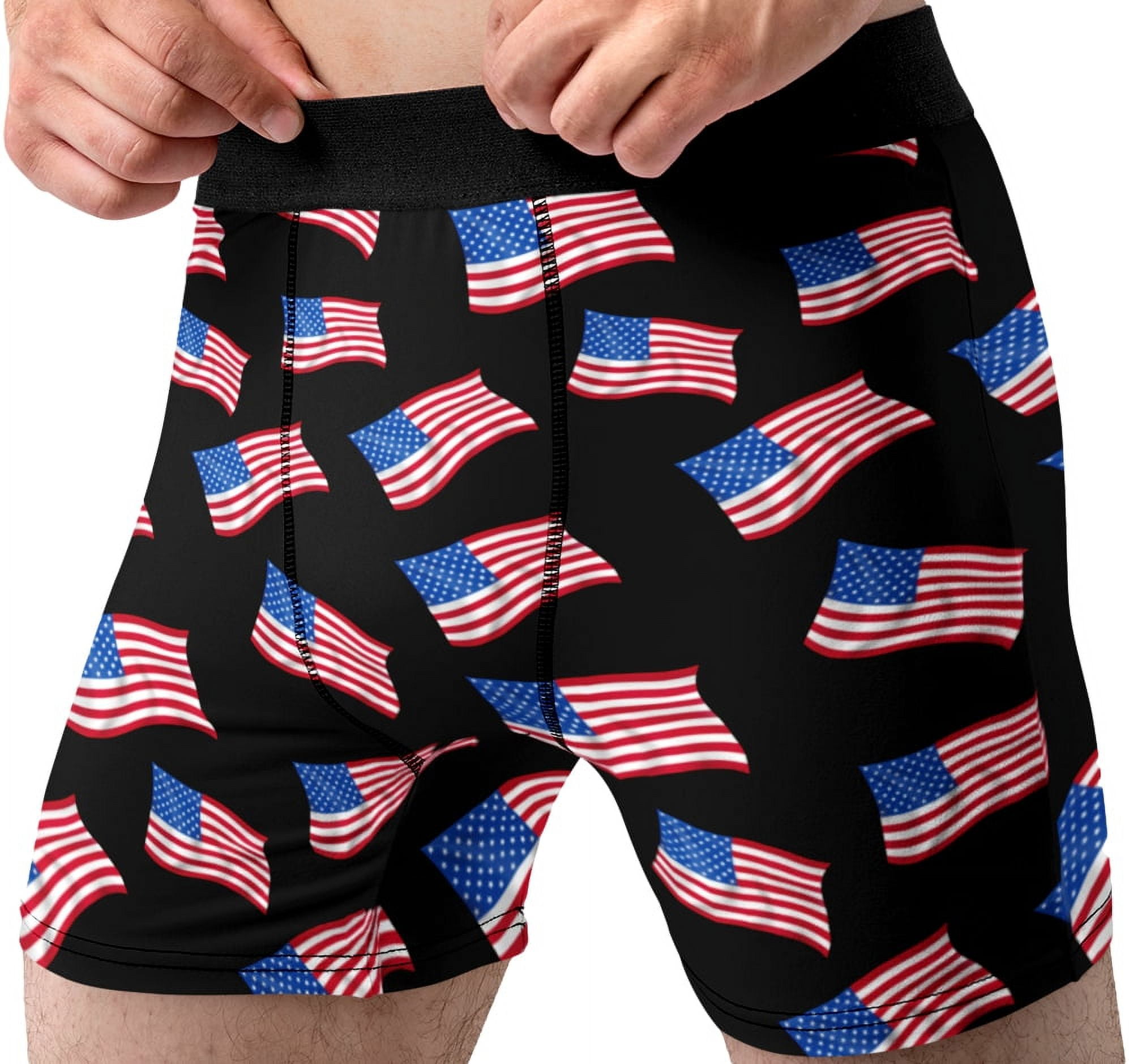 Fun Boxer Briefs for Men American Flags All Over Underwear - Walmart ...