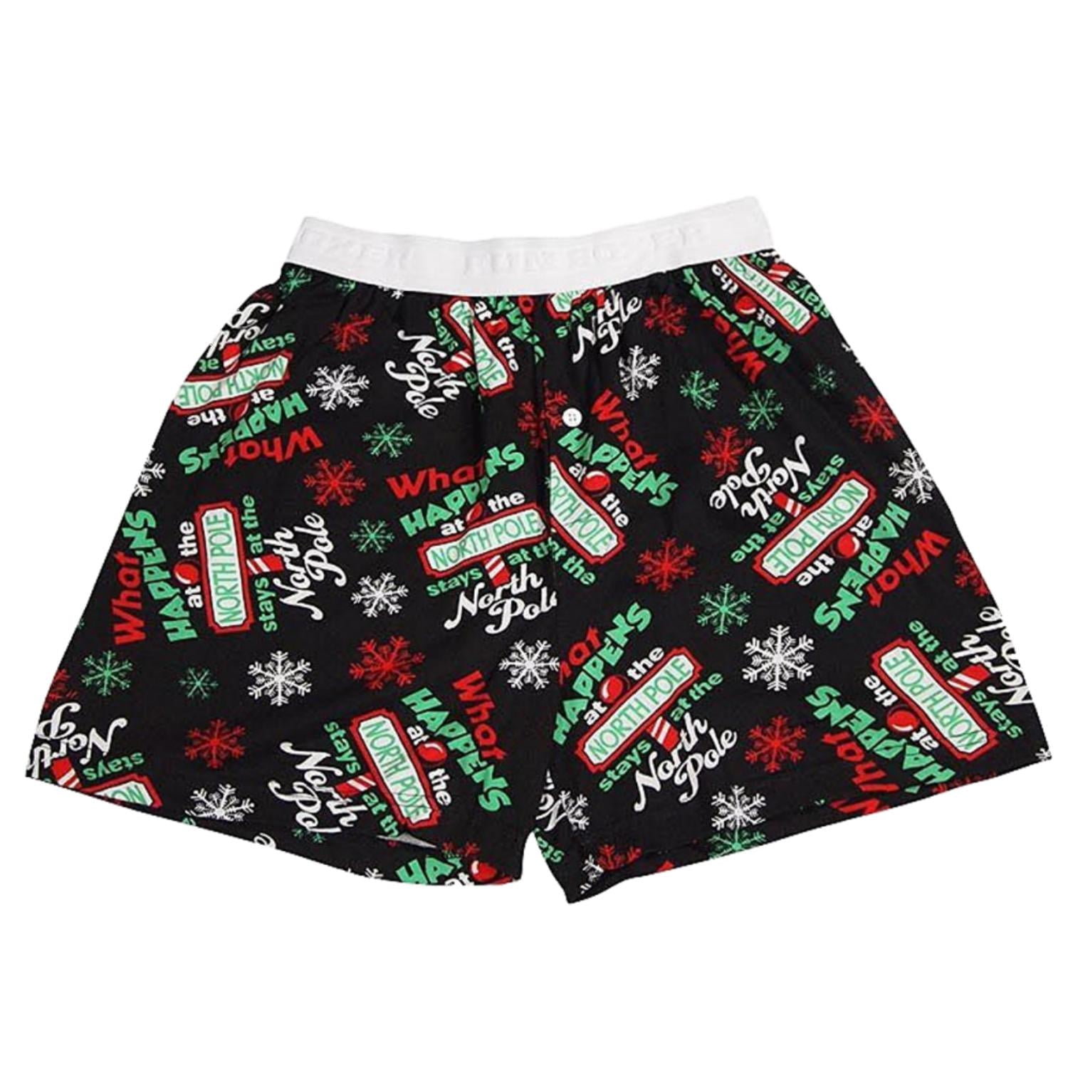 Fun Boxers Mens Black North Pole Christmas Holiday Underwear Boxer ...