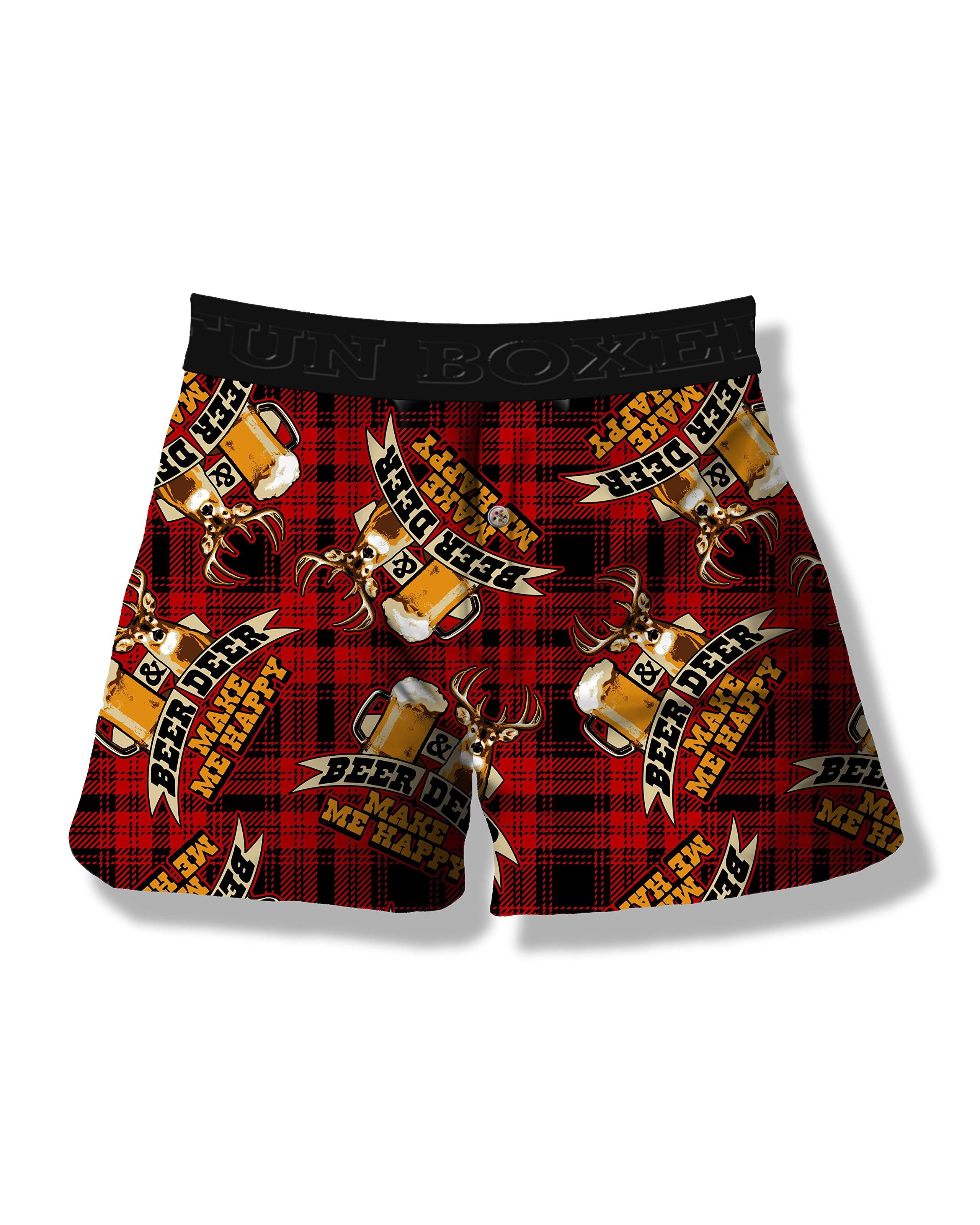 Fun Boxers Beer and Deer Make Me Happy Mens Boxer Short, Beer and Deer ...
