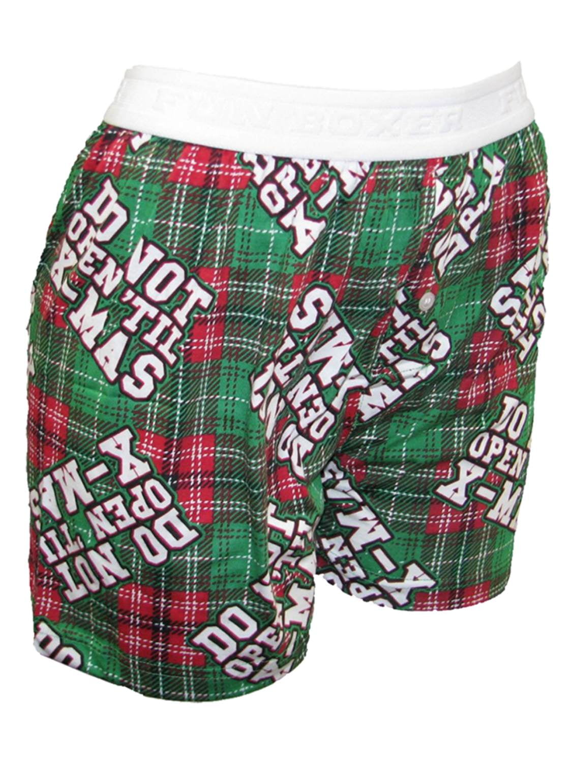 Fun Boxers Mens Plaid Do Not Open Til X-mas Christmas Holiday Boxer ...