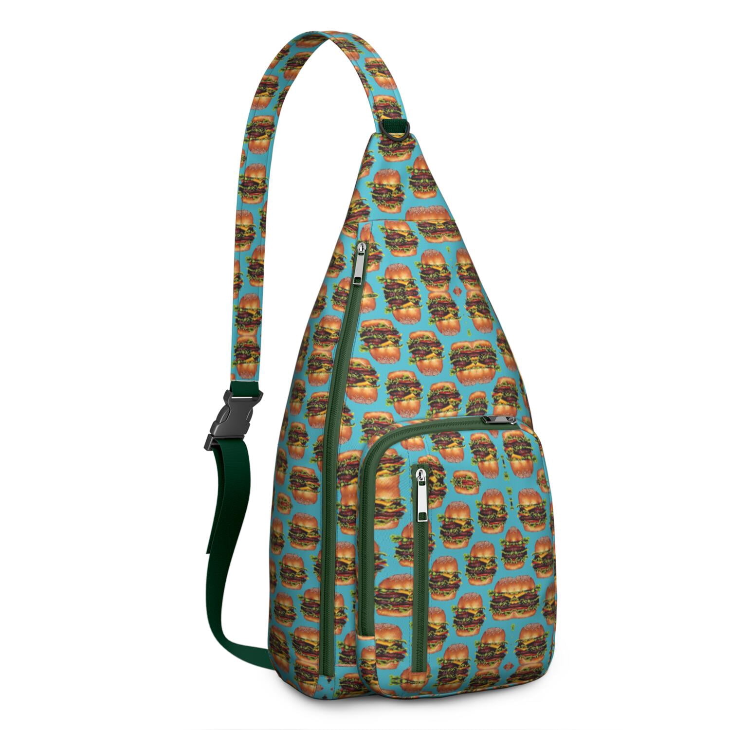 Fun Burger Lover Chest Bag - Kawaii Hamburger & Fast Food Print Sling ...