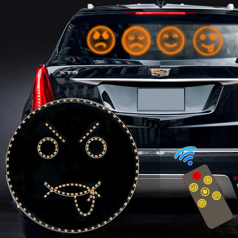 Fun Car LED Smile Face Lights with Remote Control Unique Car Window ...
