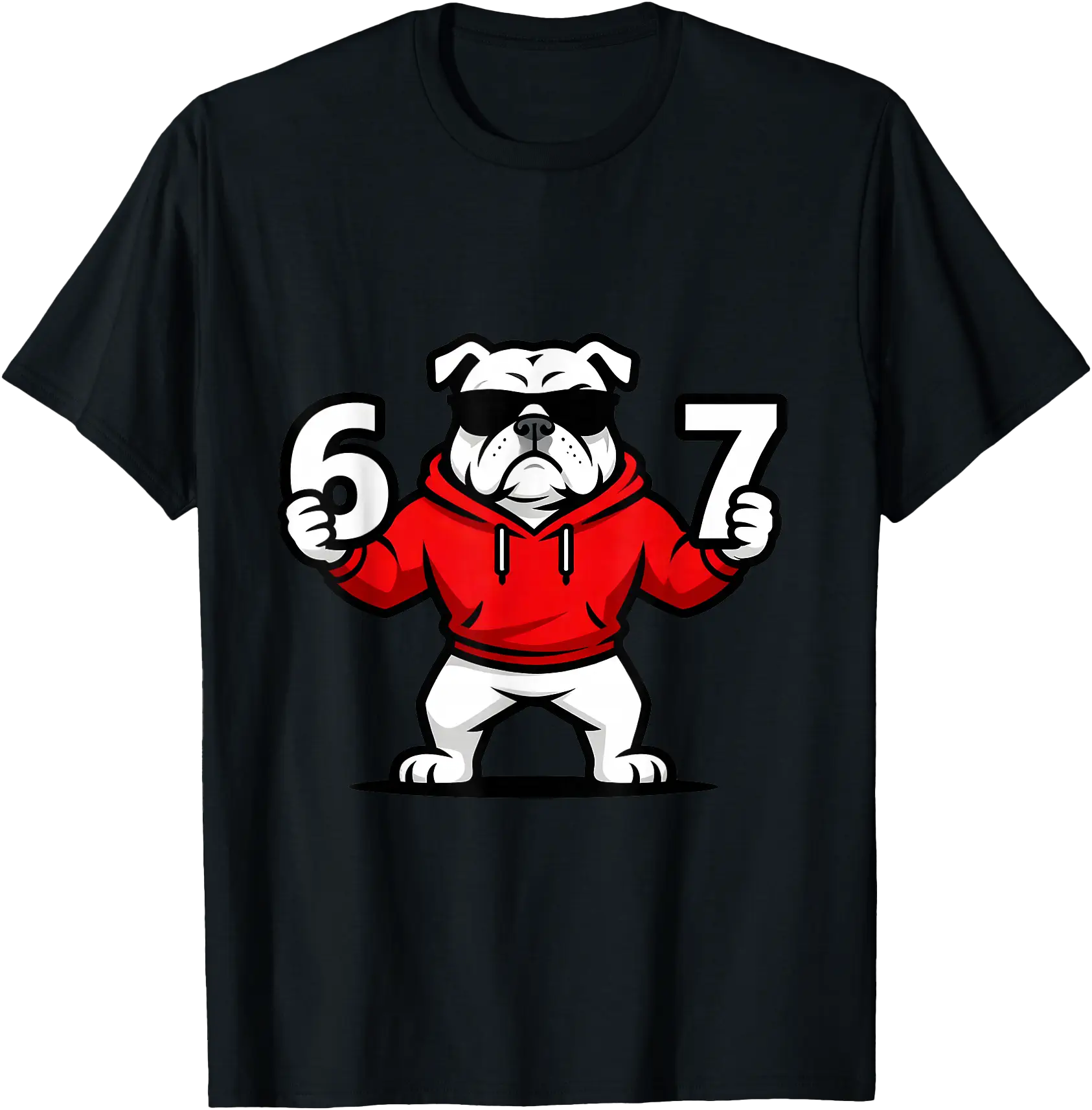 Fun Cartoon Bulldog Number 6 and 7 T-Shirt for Casual Wear - Walmart.com