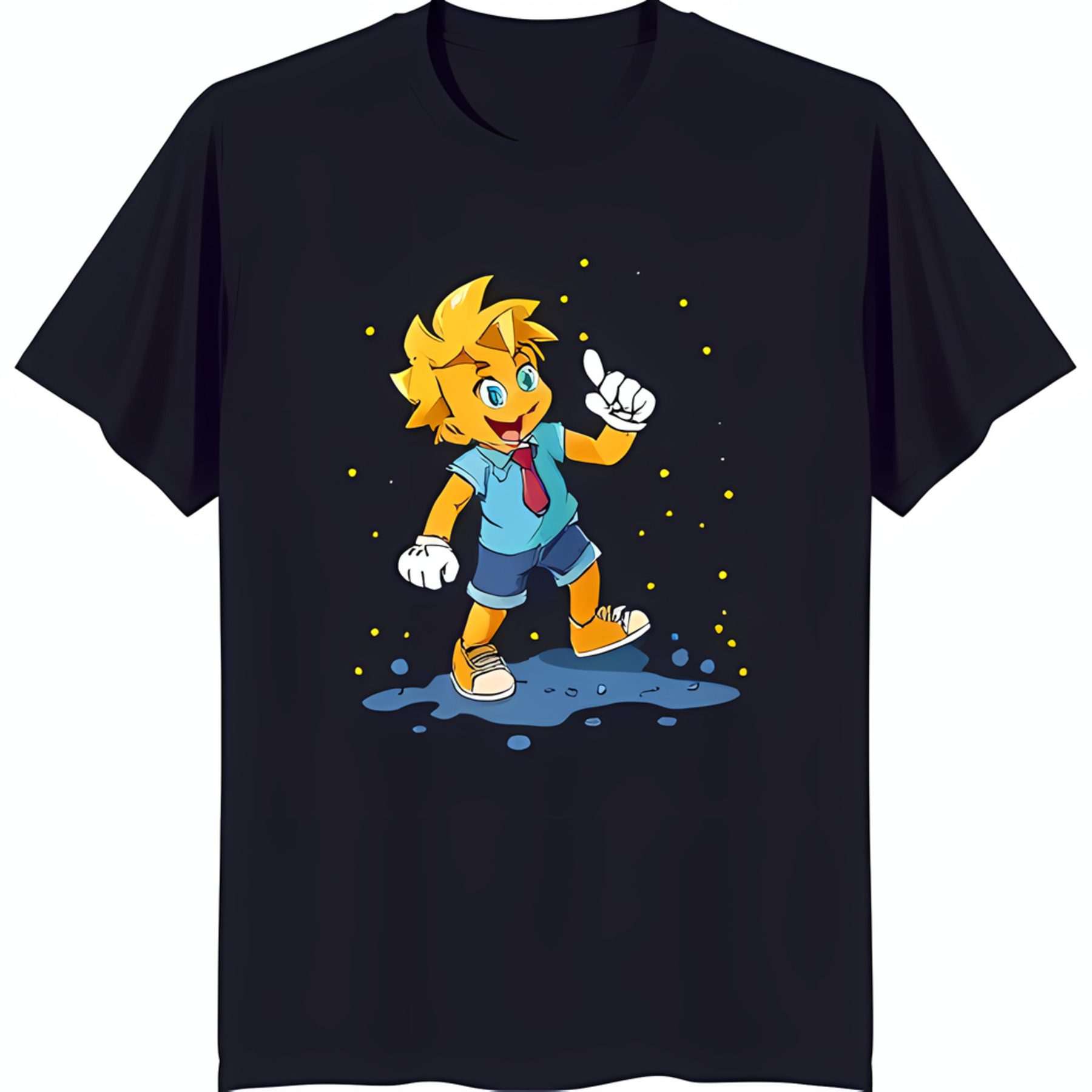 Fun Cartoon Character T-Shirt for Cheerful Boy with Spiky Hair in ...