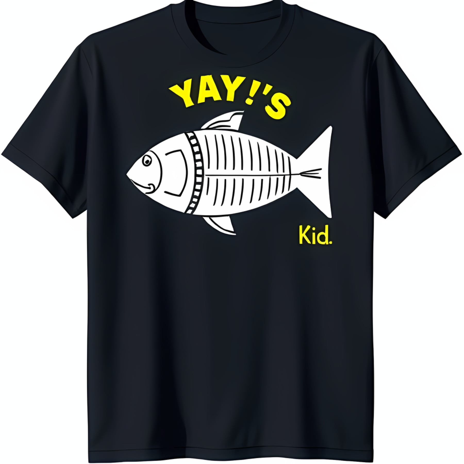 Fun Cartoon Fish Graphic T-Shirt for Blue with Yellow 'YAY 'S - Walmart.com