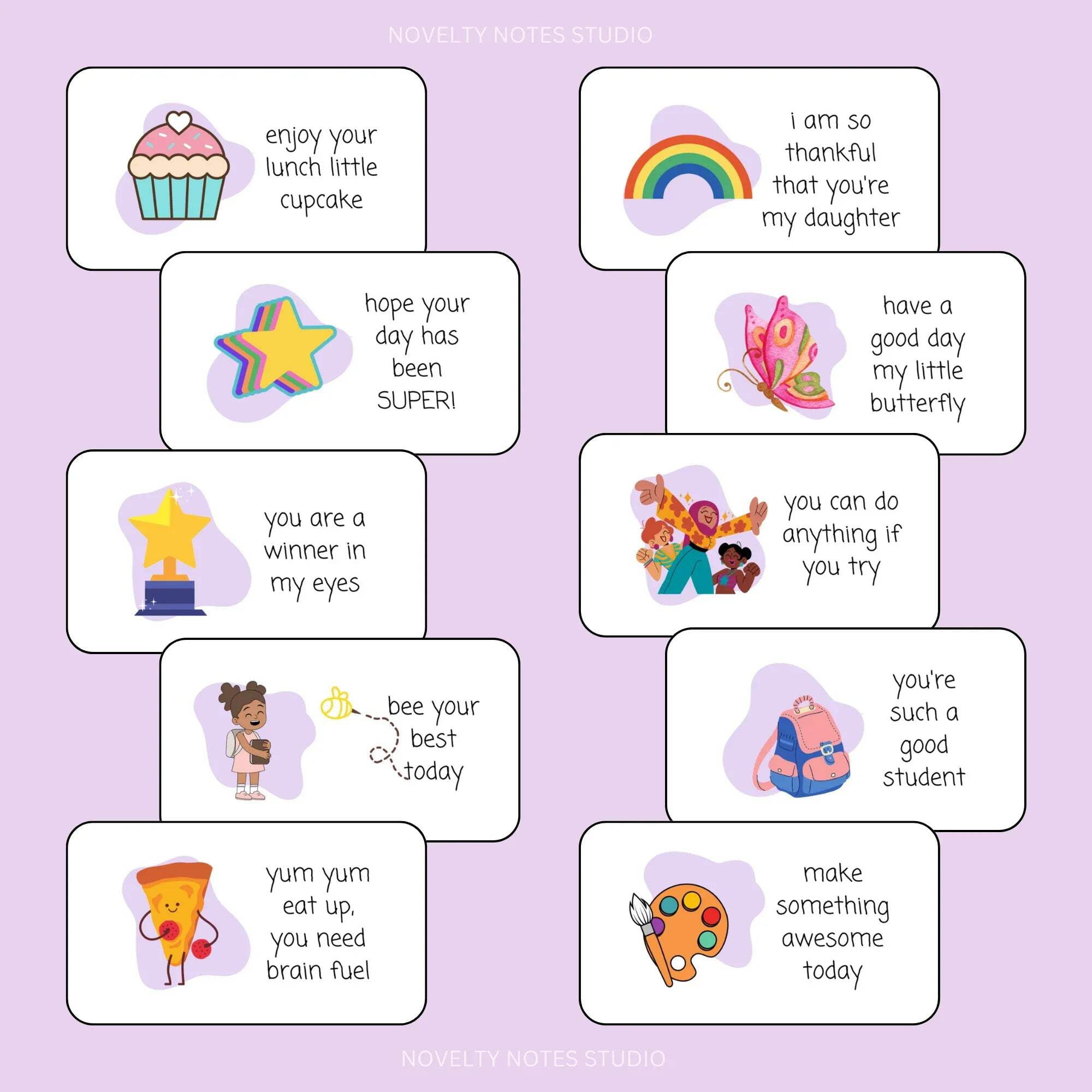 Fun Cartoon Inspo Lunch Note Cards - Walmart.com