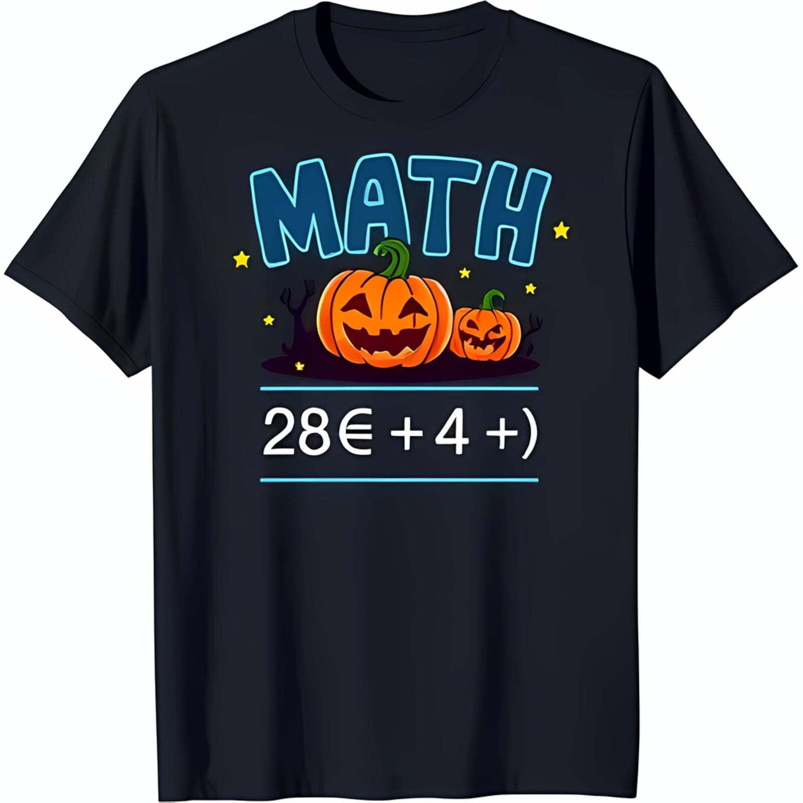 Fun Cartoon Pumpkin Math Graphic T-Shirt Deep Blue with Bold MATH ...