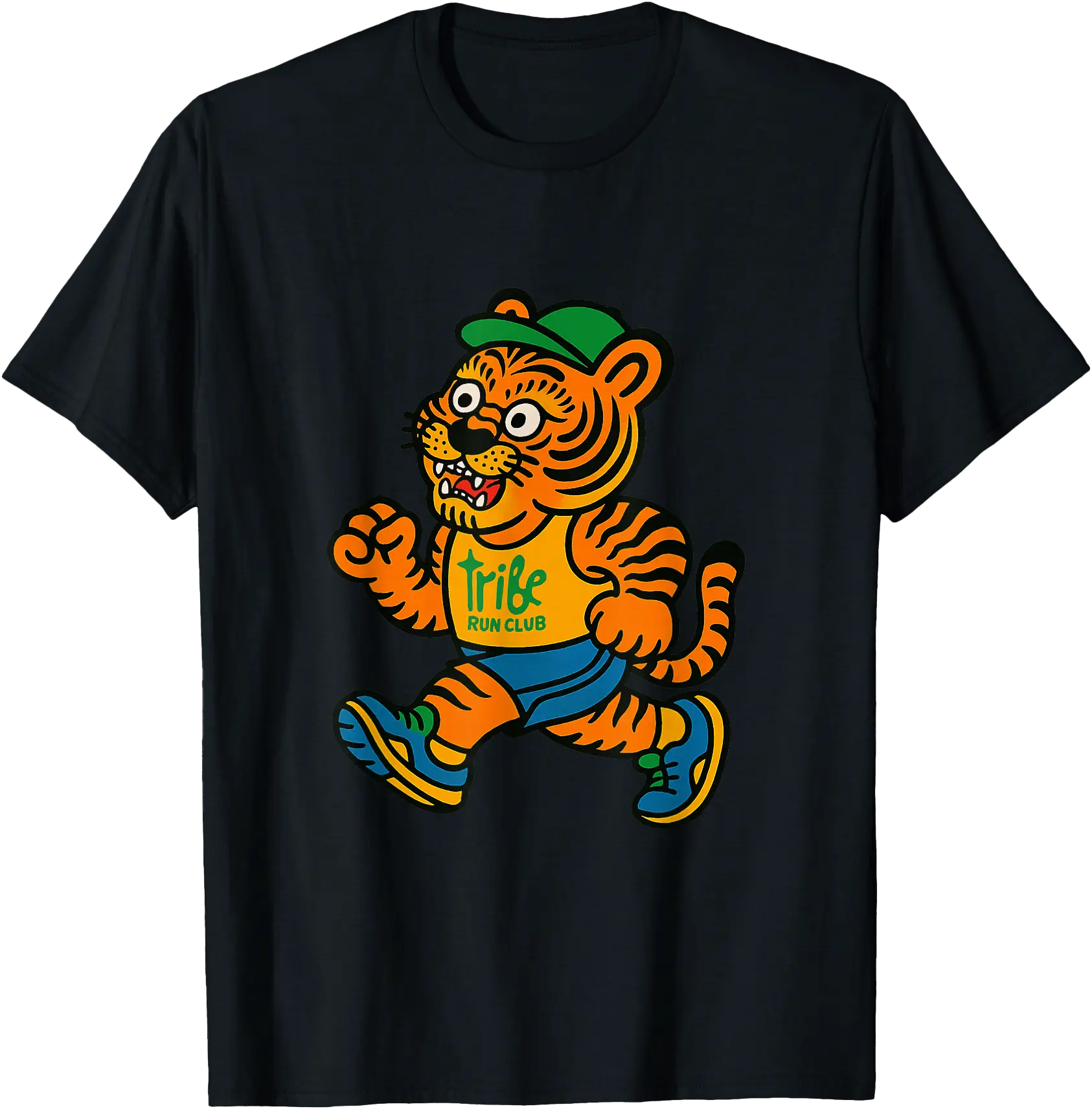 Fun Cartoon Tiger Running T-Shirt for Active Lifestyle and Casual Wear ...