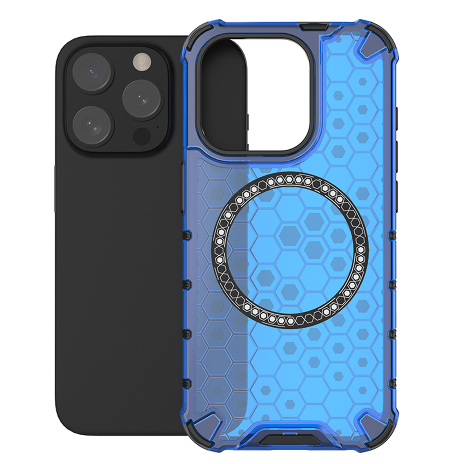 Fun-Casery for iPhone 13 Pro,Compatible with MagSafe Wireless Charge Transparent Honeycomb 360 ...