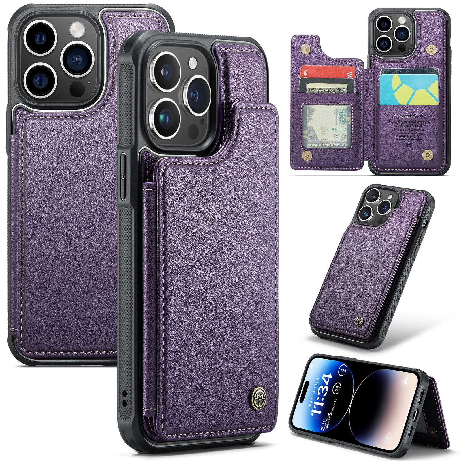 Fun-Casery for iPhone 16 Pro Max Case with Card Holder, RFID Blocking ...