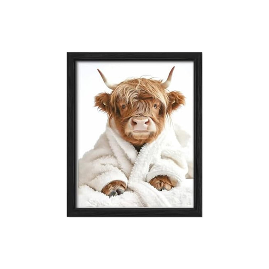 Fun Cattle Wall Art Cow In Bathtub Poster Funny Farm Picture Cattle ...