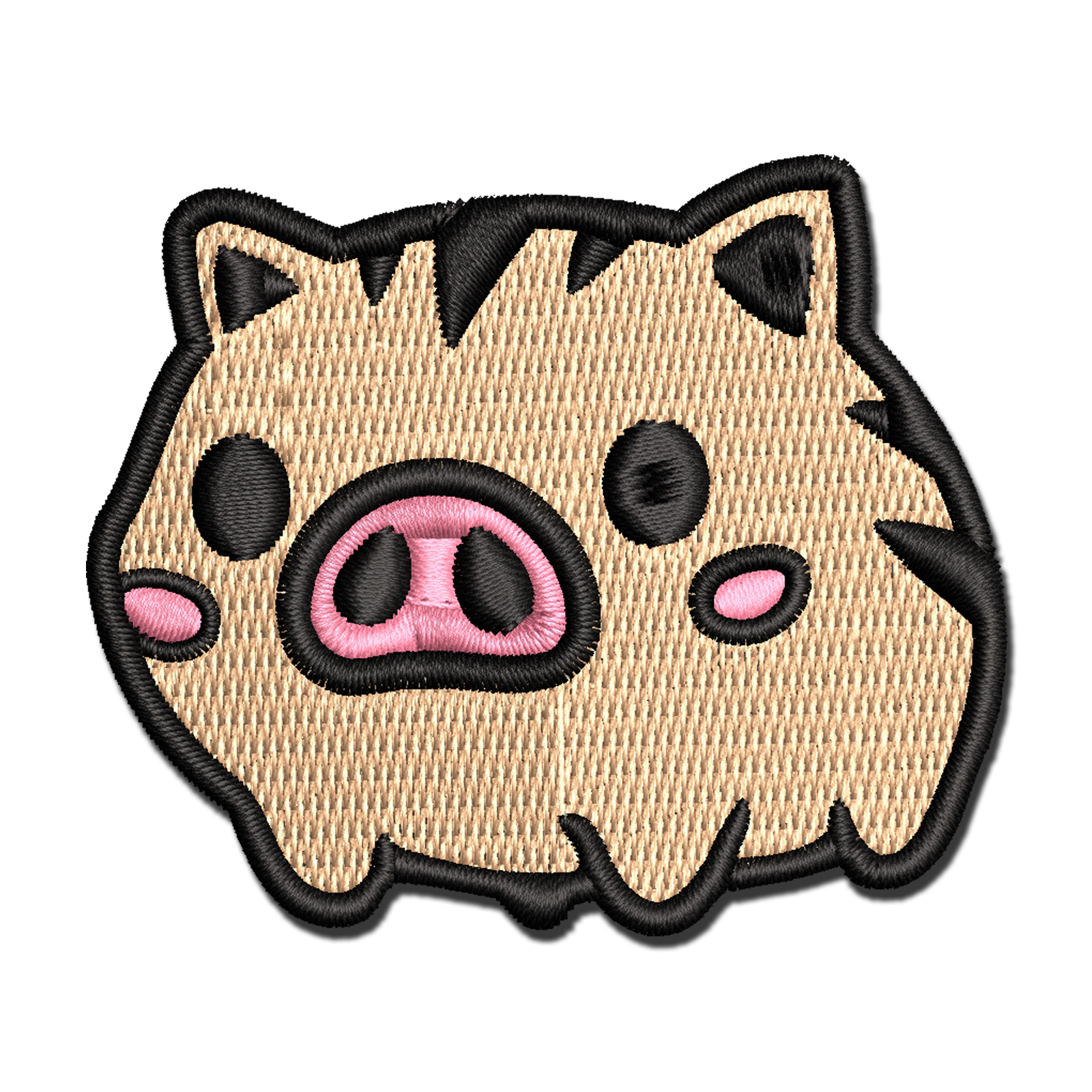 Fun Chibi Wild Boar Pig Swine Applique Multi-Color Embroidered Hook ...