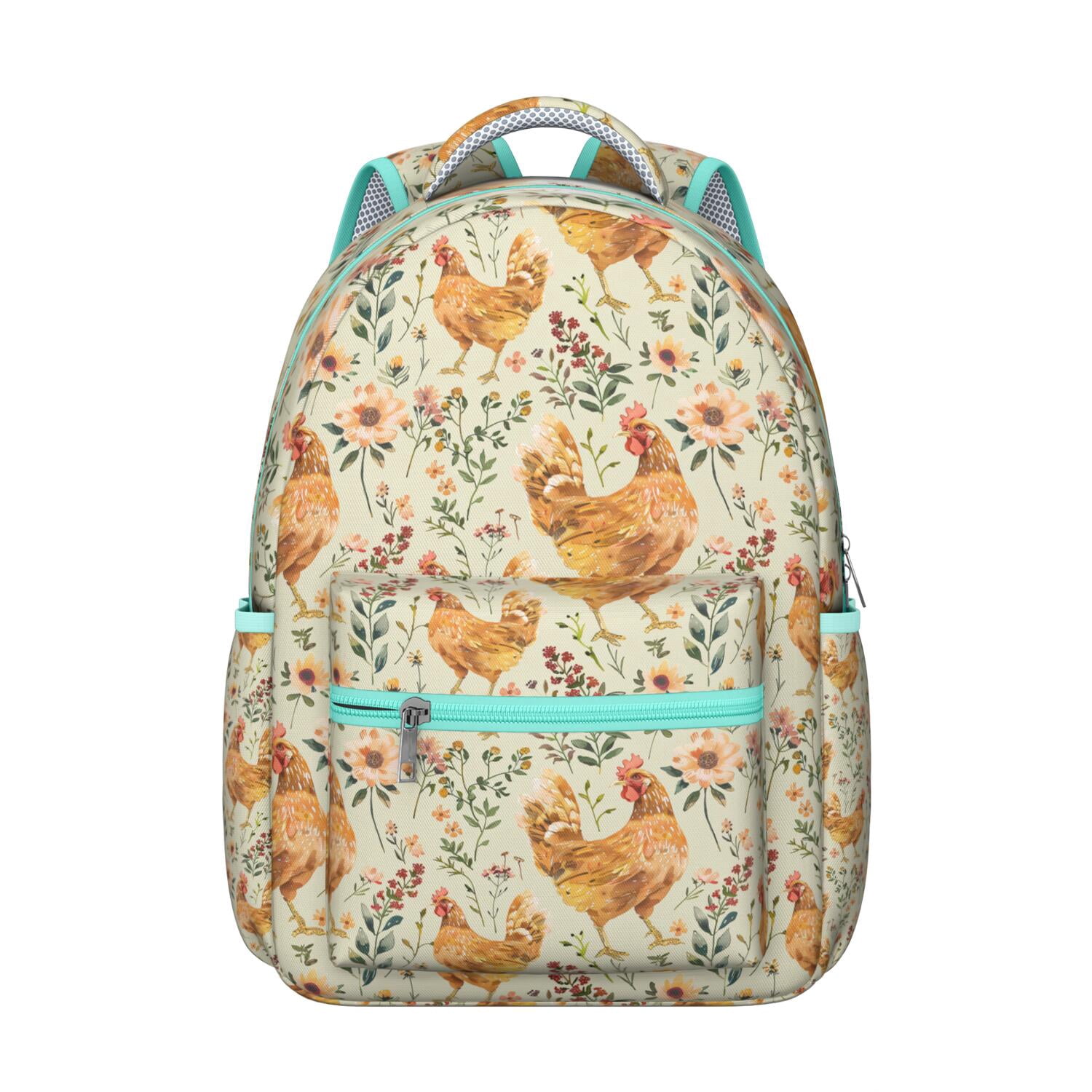 "Fun Chicken Graphic Backpack - Roomy & Durable School Bag for Middle ...