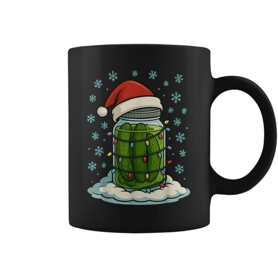 Fun Christmas Lights Wrapped On Jar Of Pickles Dill Lover Coffee Mugs ...