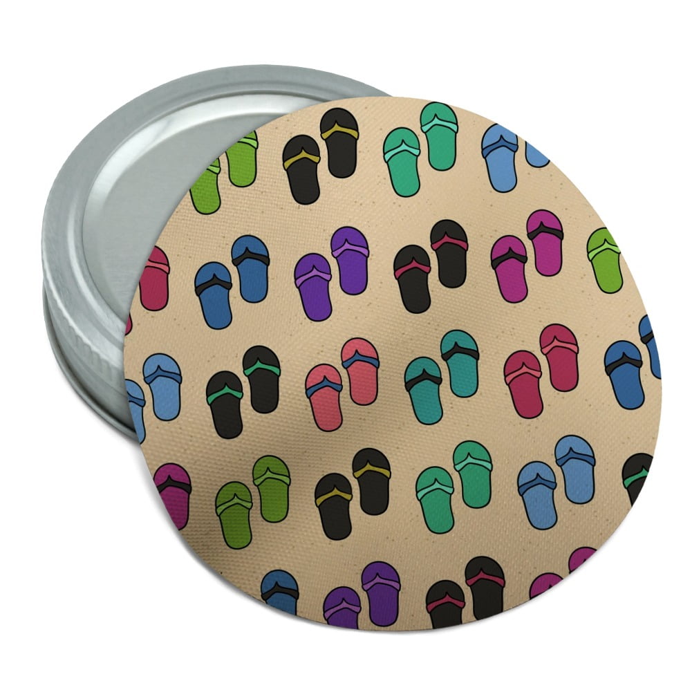 Fun Colorful Flip Flops on Sand Pattern Round Rubber Non-Slip Jar ...