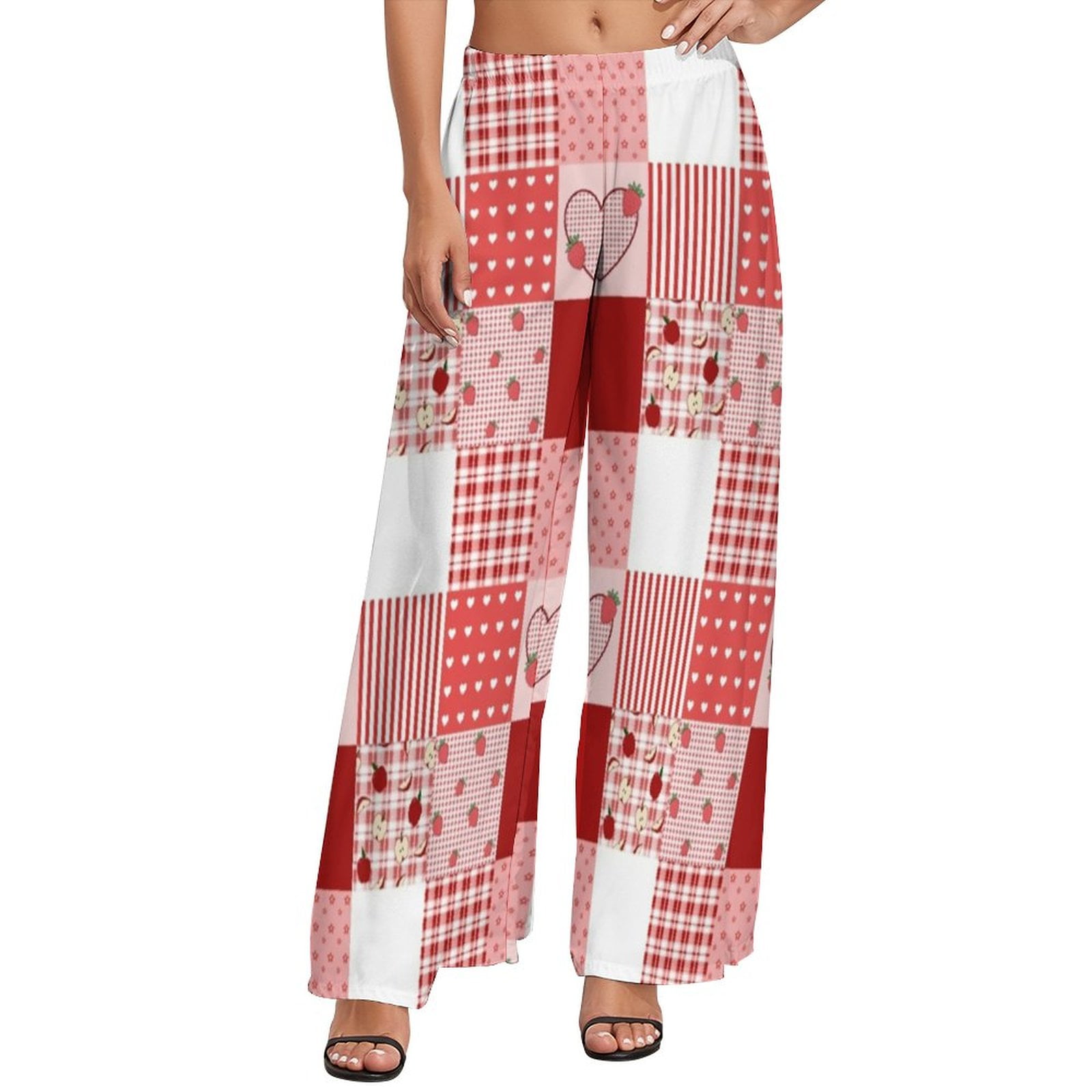 Fun Colorful Patchwork Pants Retro Tiles Print Casual Wide Leg Pants ...