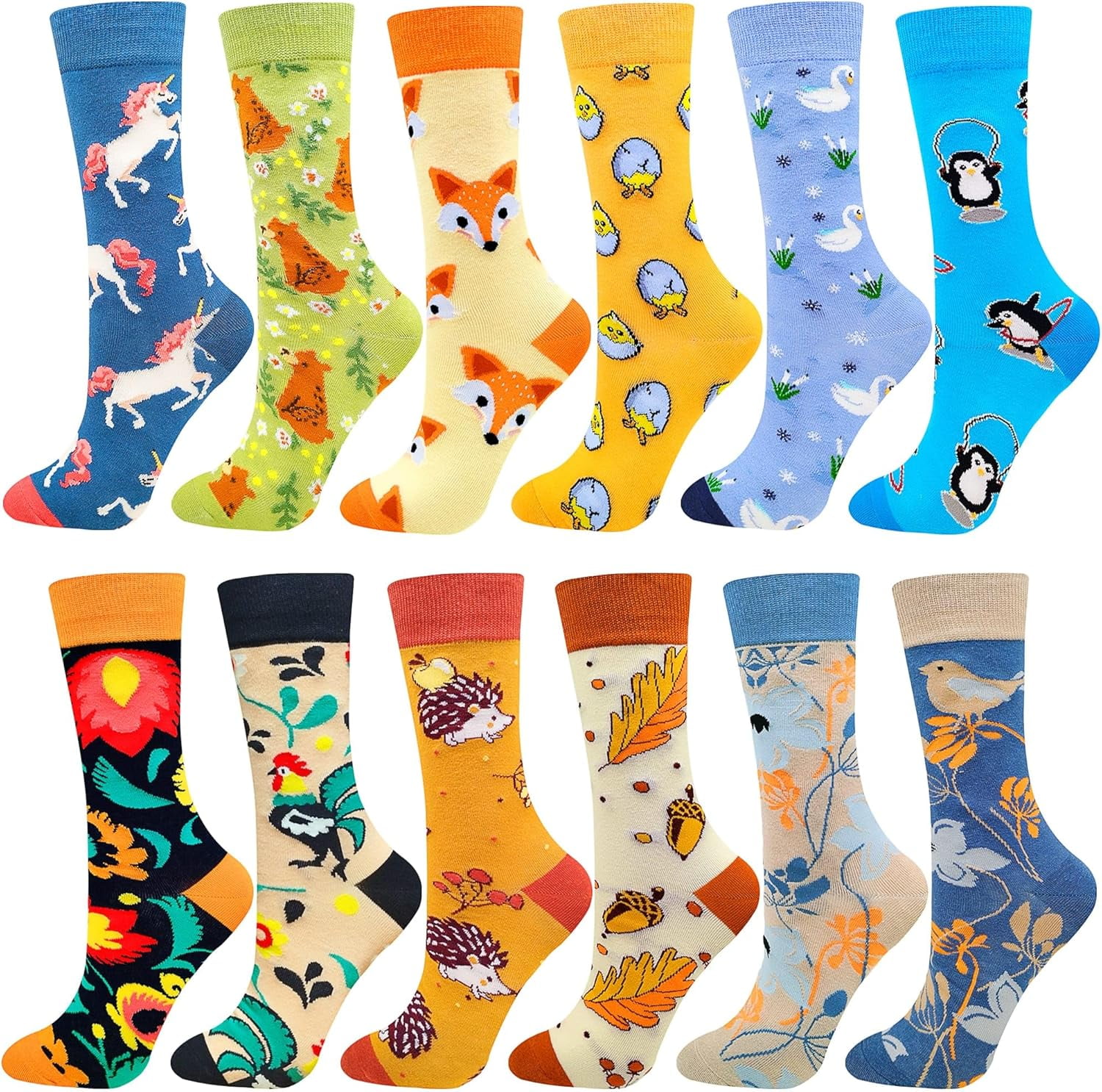 Fun Colorful Patterned Funky Happy Crew Sock Combed Stockings Packs ...