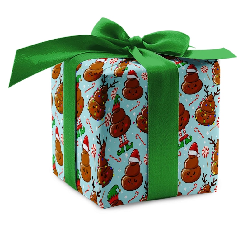 Fun Colorful Poop Christmas Wrapping Paper, Humor Xmas Gift Wrap ...