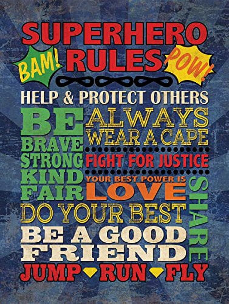 Fun Colorful Popular Superhero Rules Poster Print; Great for a Childs ...