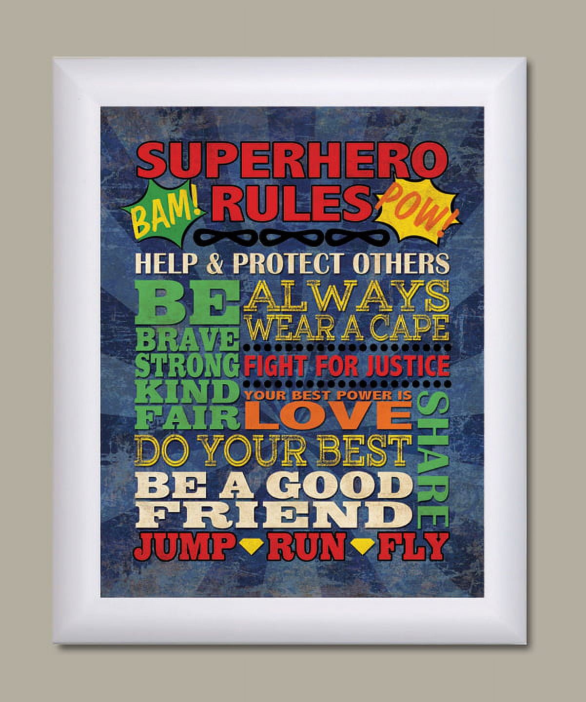 Fun Colorful Popular Superhero Rules Poster Print; Great for a Childs ...