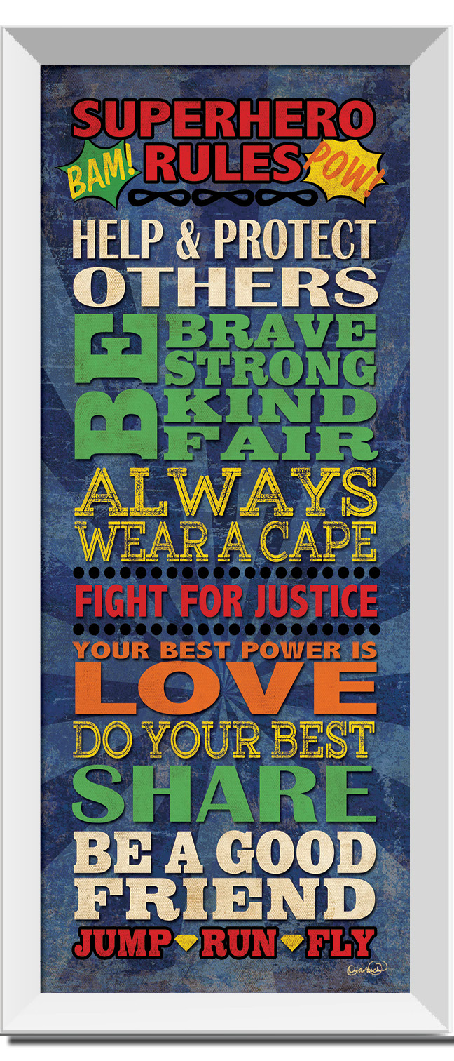 Fun Colorful Popular Superhero Rules Poster Print; Great for a Childs ...