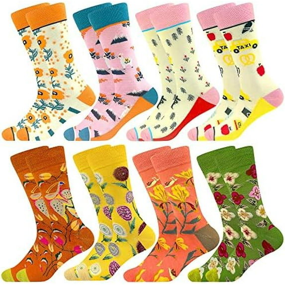 Fun Colorful Socks Patterned Funky Happy Crew Sock Combed Cotton ...